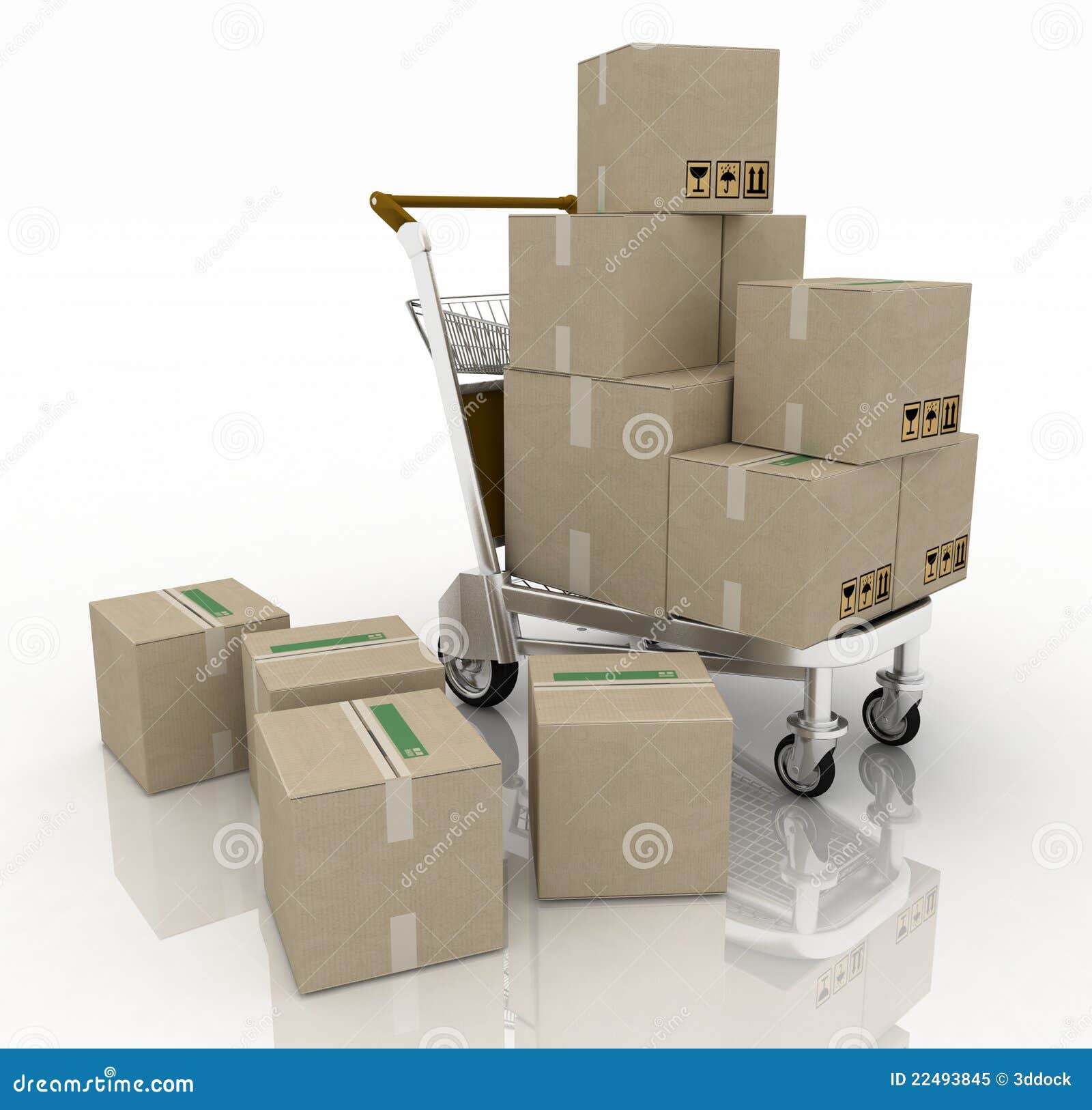 Hand cart and boxes stock illustration. Illustration of packaging ...
