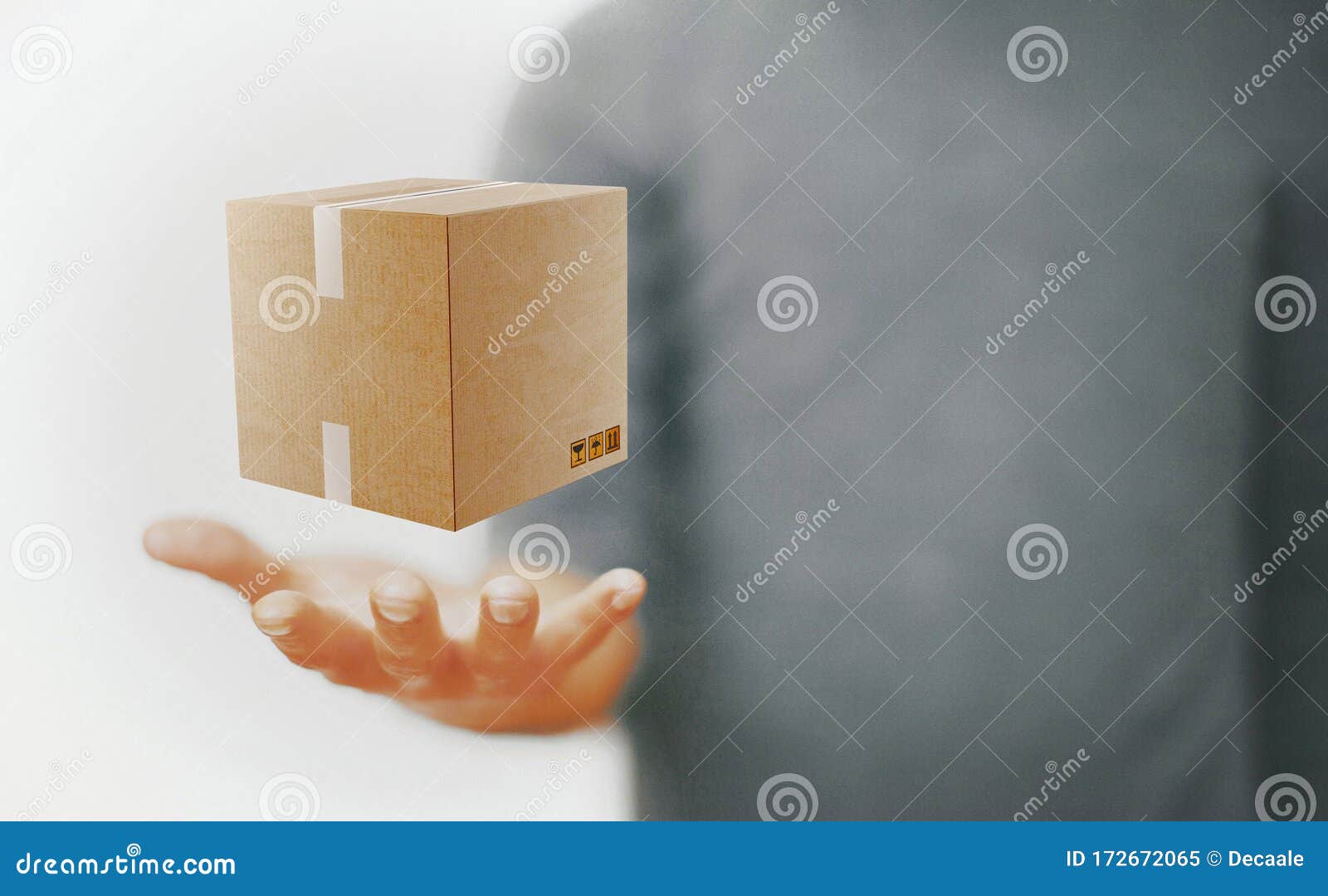 Hand with Cartboard Box, Shipping or Mail Stock Image - Image of brown ...