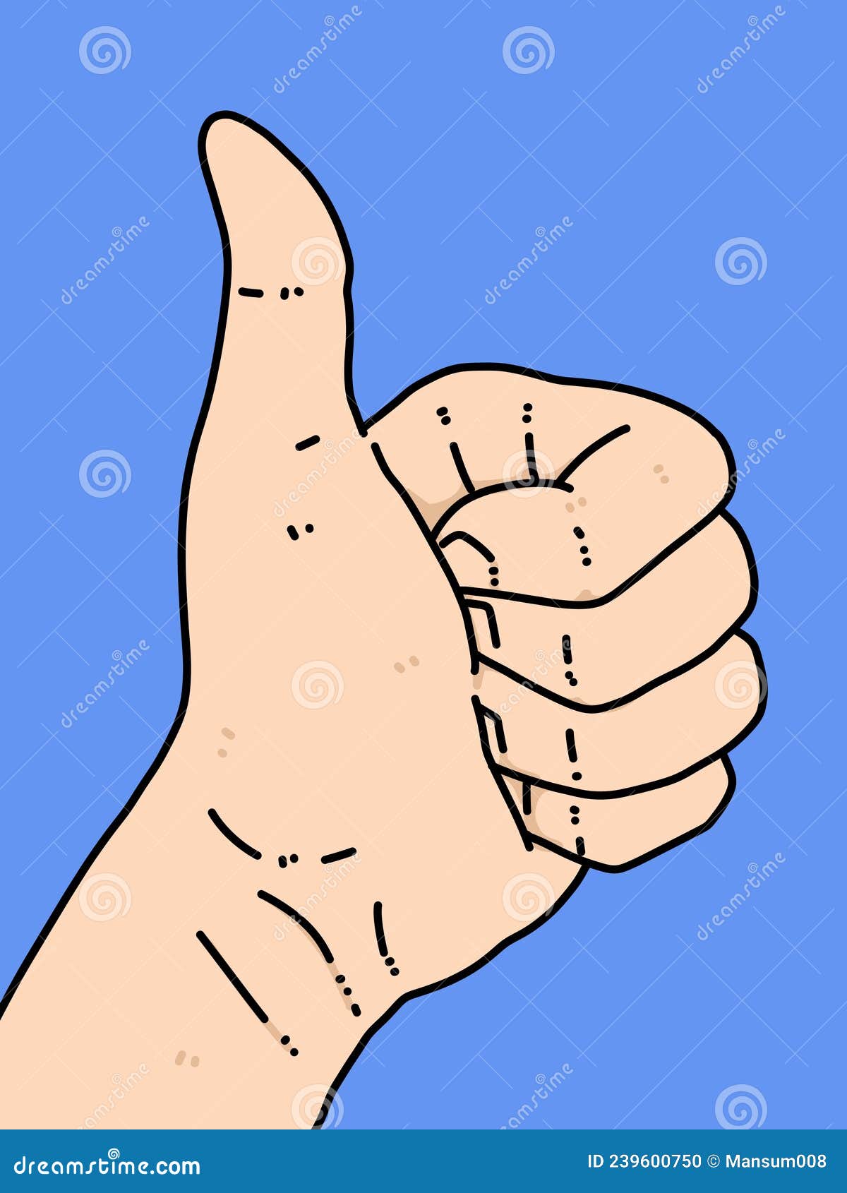 Hand Cartoon on Blue Background Stock Illustration - Illustration of ...