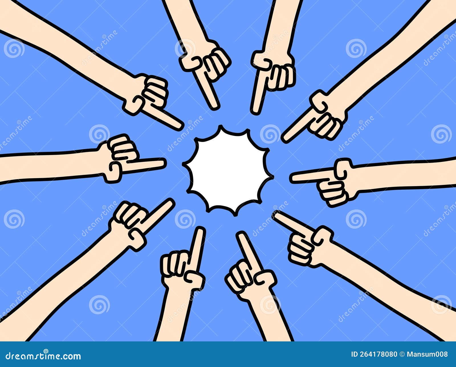 Hand Cartoon on Blue Background Stock Illustration - Illustration of ...