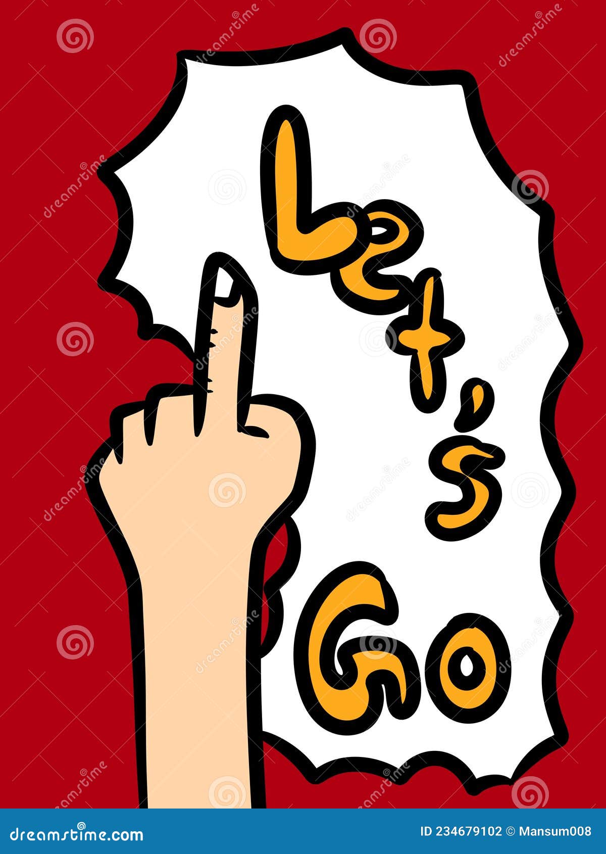 Hand Cartoon on Red Background Stock Illustration - Illustration of ...
