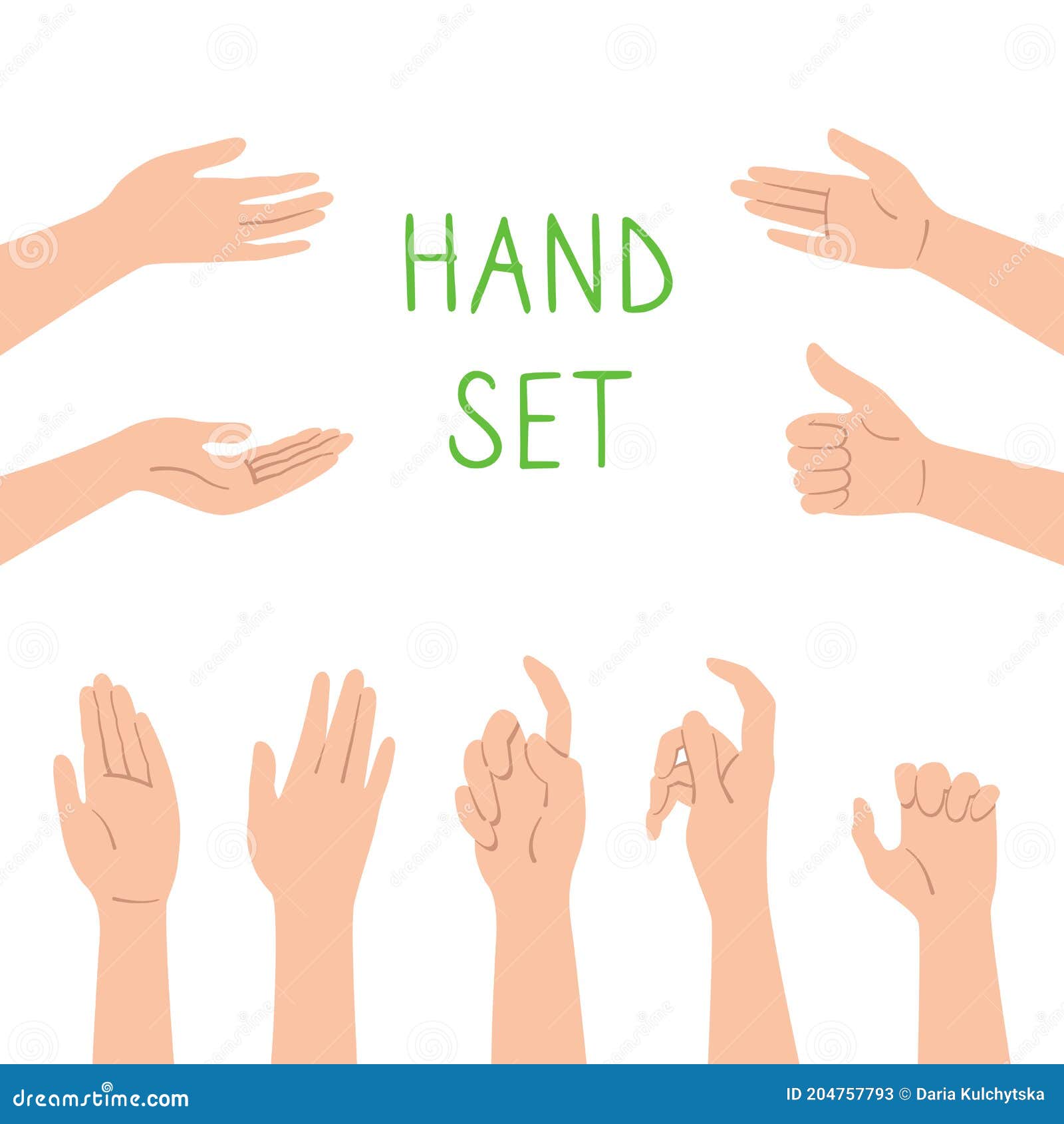 Hand Cartoon Style Set Gestures of Human Sign Stock Vector ...