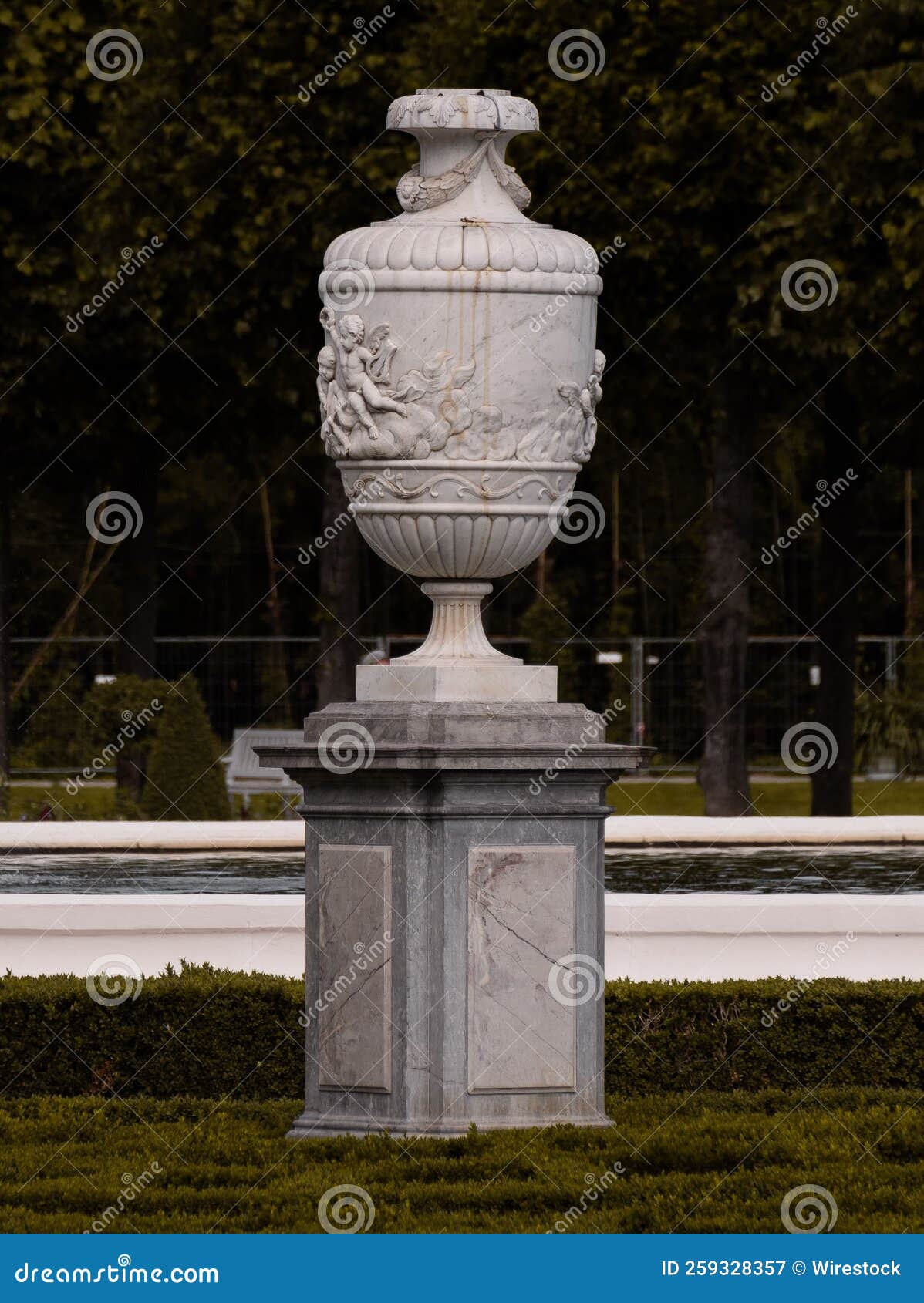 Hand Carved Marble Urn on Pedestals Stock Image - Image of history ...
