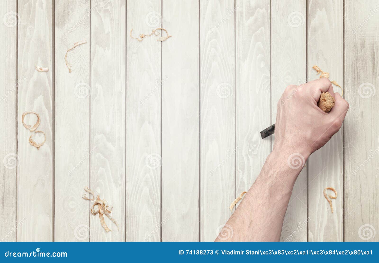 Hand Carving. Chisel in Hand on Wood Surface Stock Image - Image of ...
