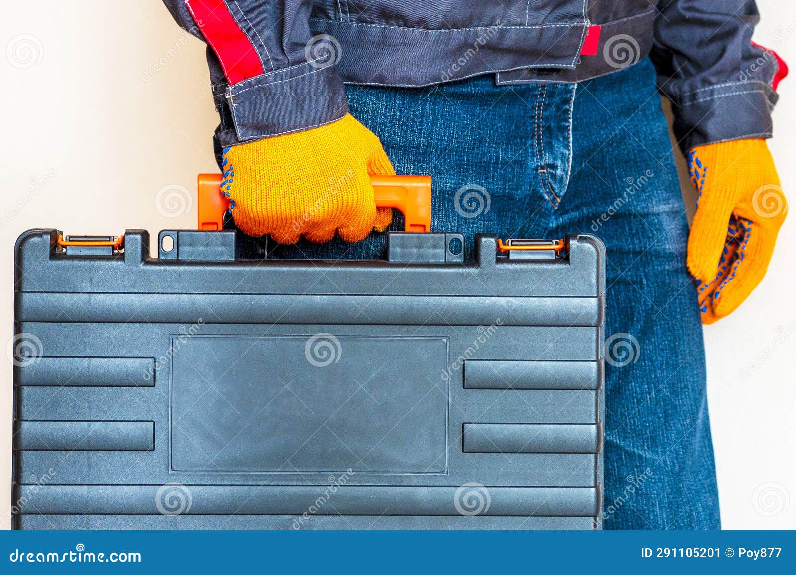 Hand with a Case. Gloves, Tool Box, Person Stock Image - Image of ...