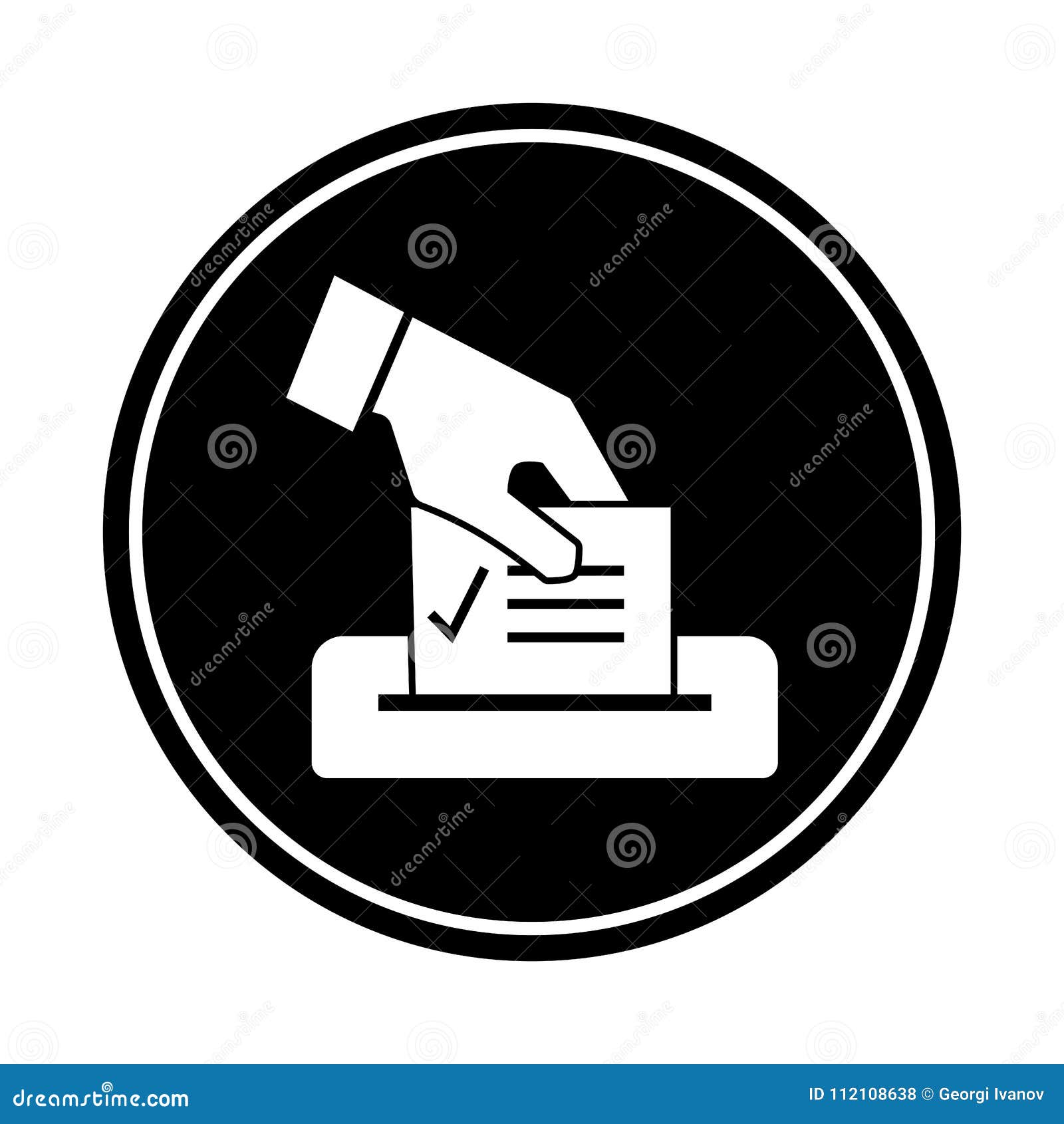 A Hand Casting a Vote Icon Monochrome. Circular Icon Stock Vector ...