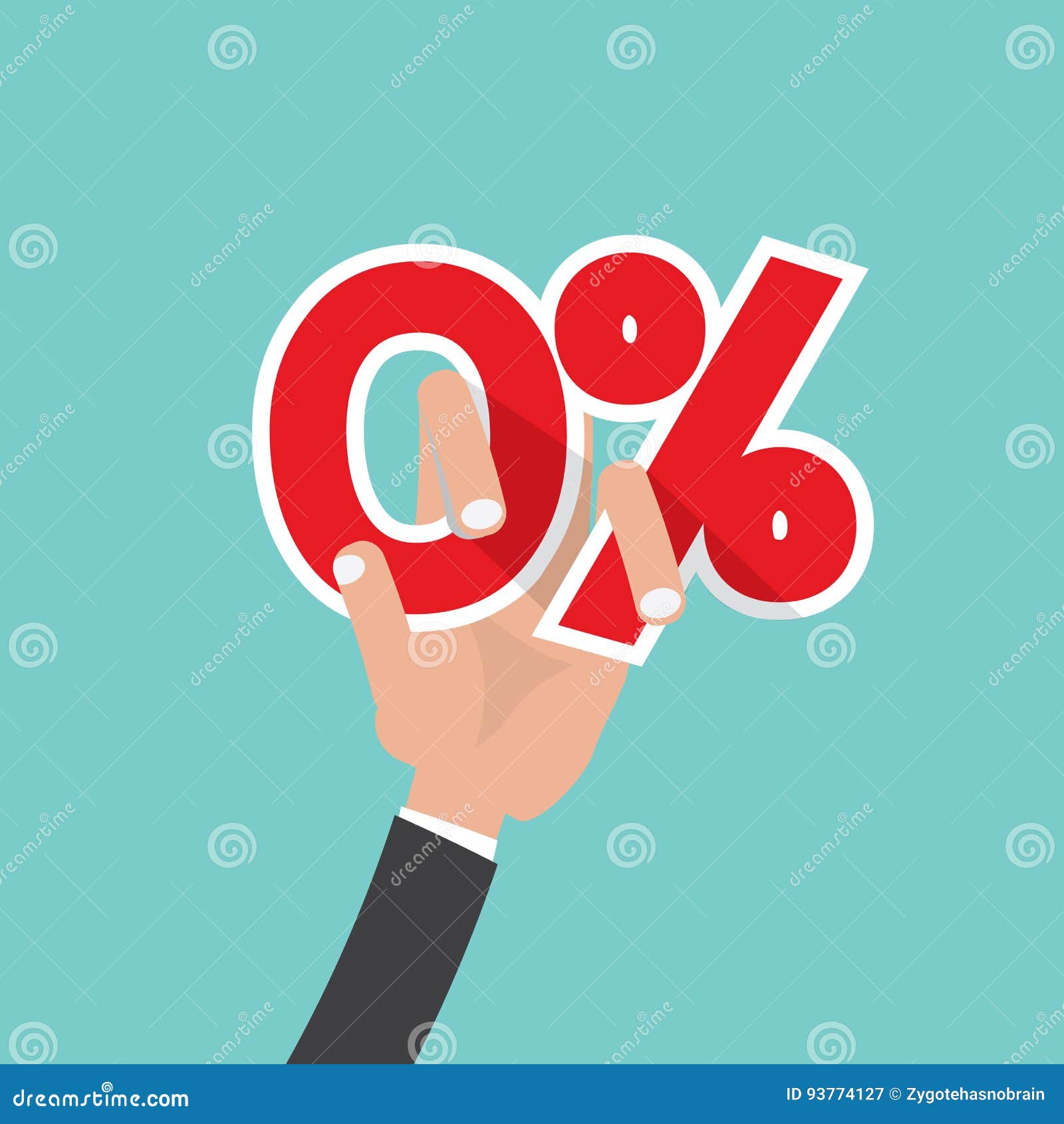 Hand Catch a Zero Percent Interest Symbol Vector Stock Vector ...