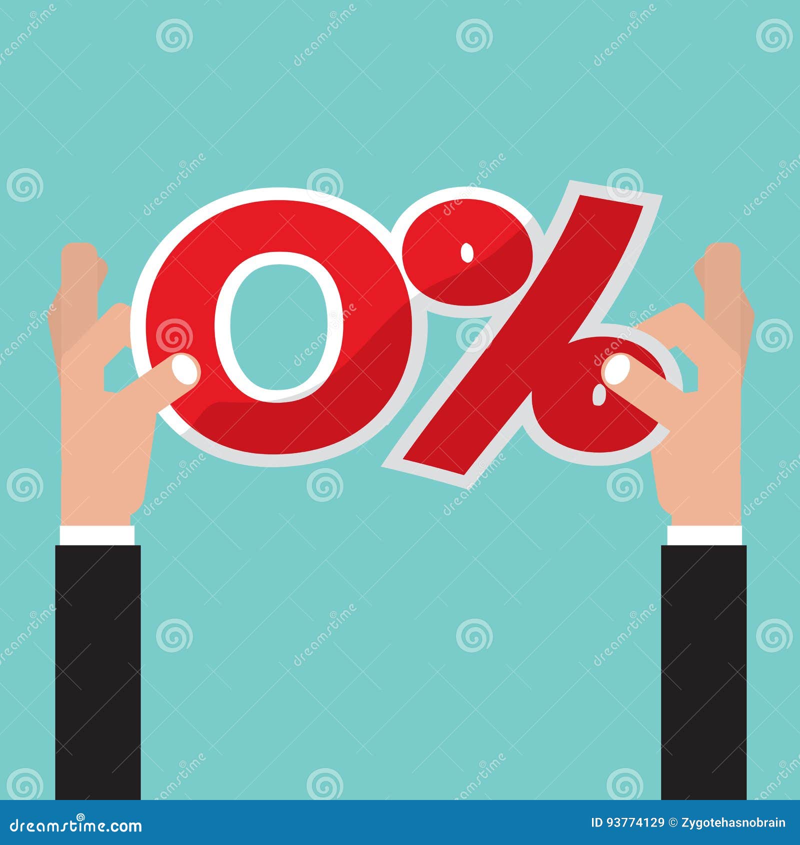 Hand Catch a Zero Percent Interest Symbol Vector Stock Vector ...