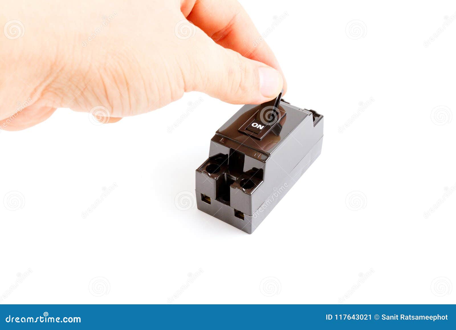 Black Safety Circuit Breakers Single-Pole with Hand. Stock Image ...