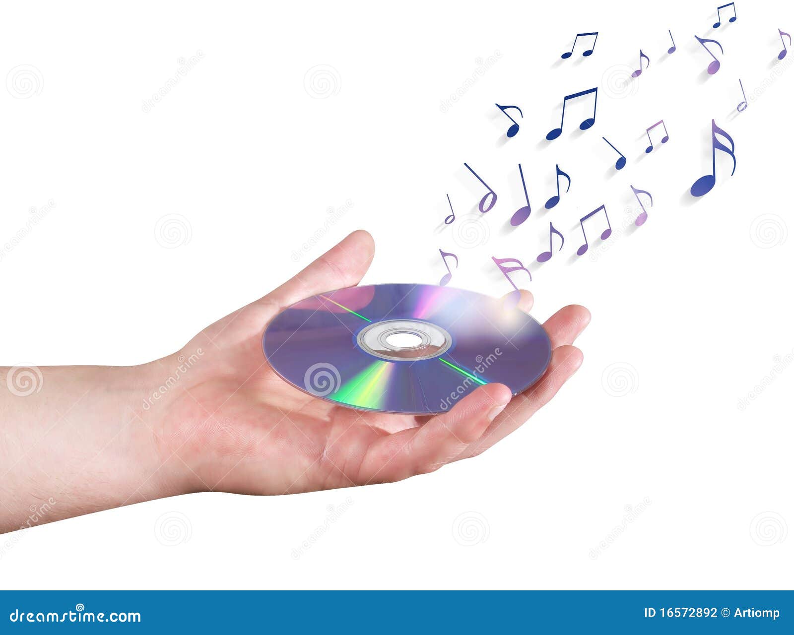 Hand with Cd and Musical Notes Stock Photo - Image of color, digital ...