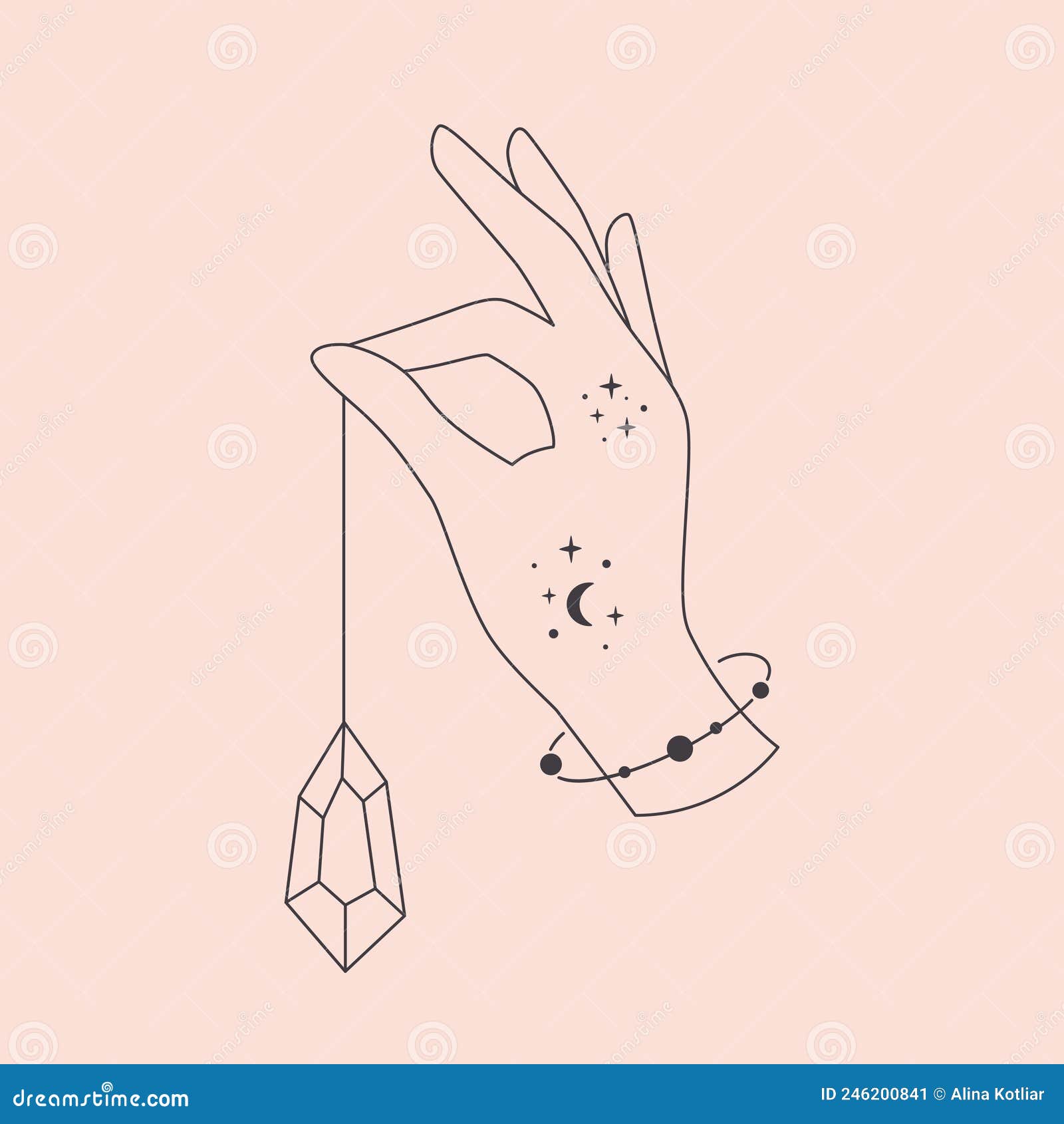 Hand with Celestial Mystical Symbols. Mystical, Esoteric or Healing ...