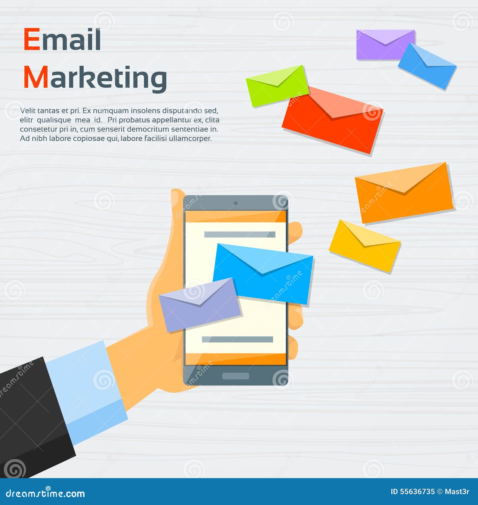 Hand Cell Smart Phone Envelope Send Business Mail Stock Vector ...