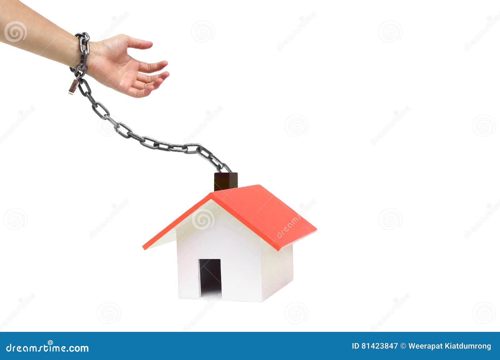 Hand Chained With Iron Chain, Isolated On White Background. Royalty ...
