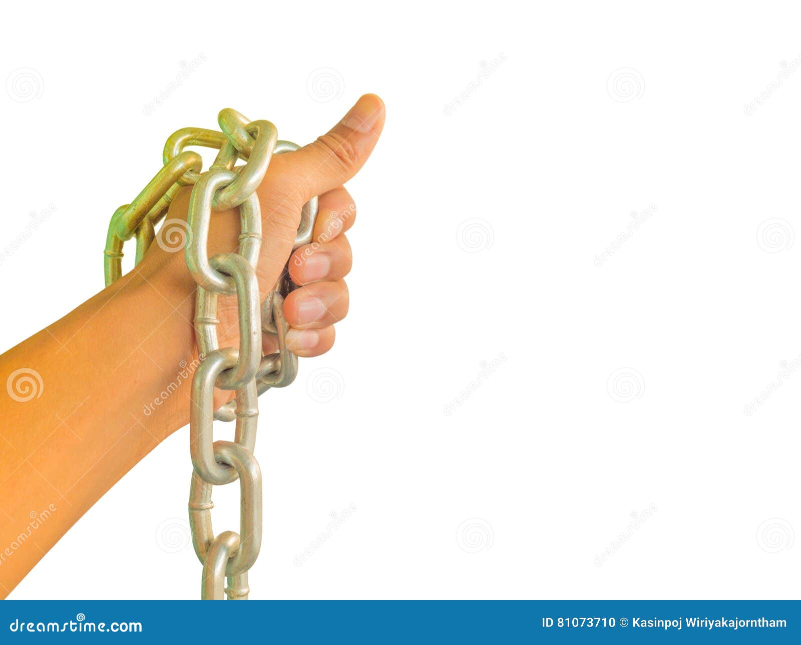 Hand Chained with Iron Chain, Isolated on White Background. Stock Photo ...