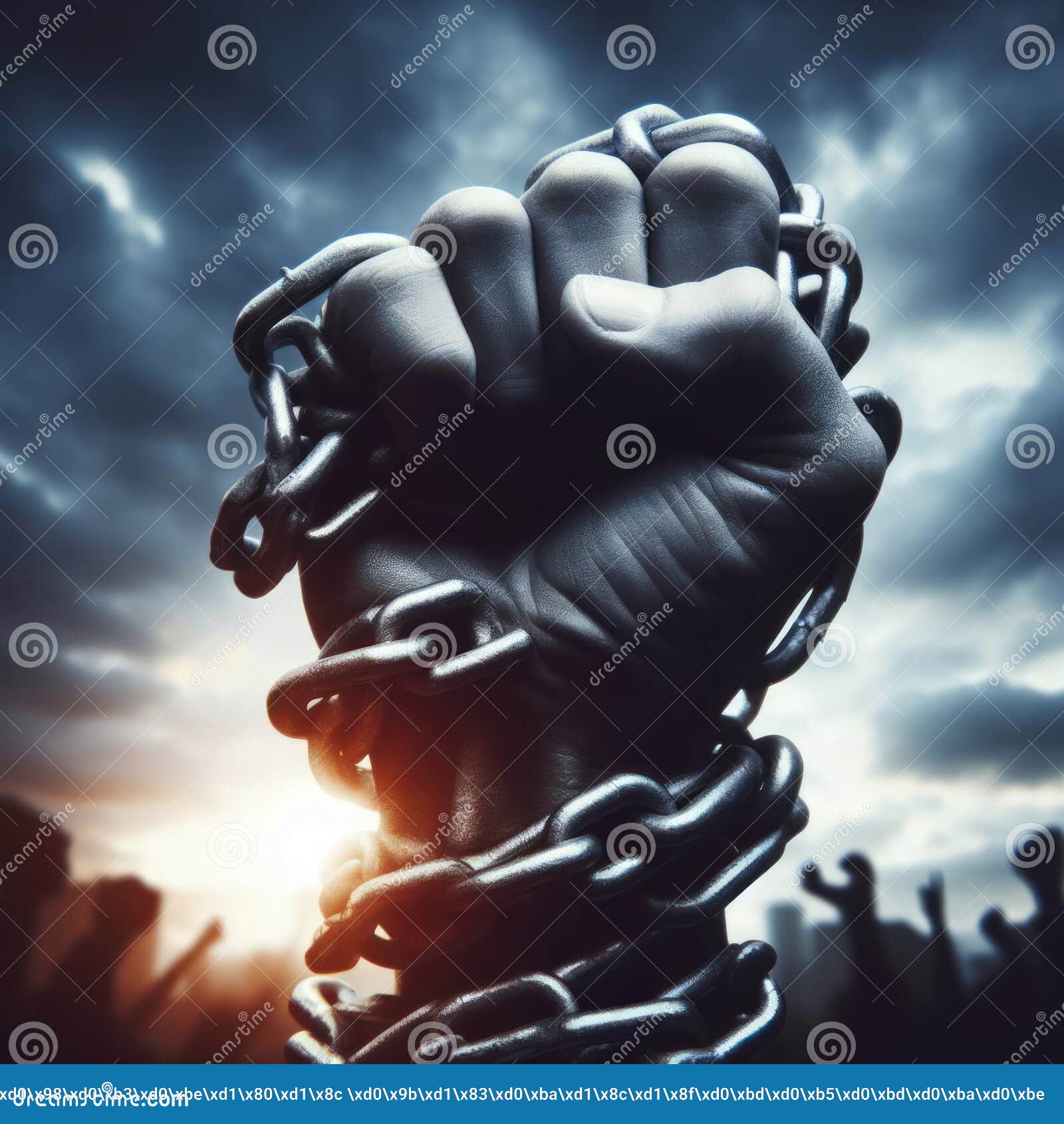 A Hand with Chains Fist is Held Up in a Fist. Ai Generative Stock ...