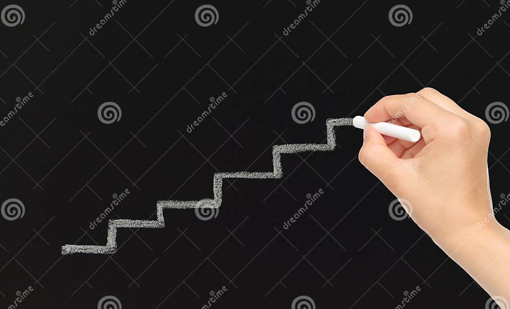 Hand with Chalk is Drawing Next Step Stock Image - Image of next ...