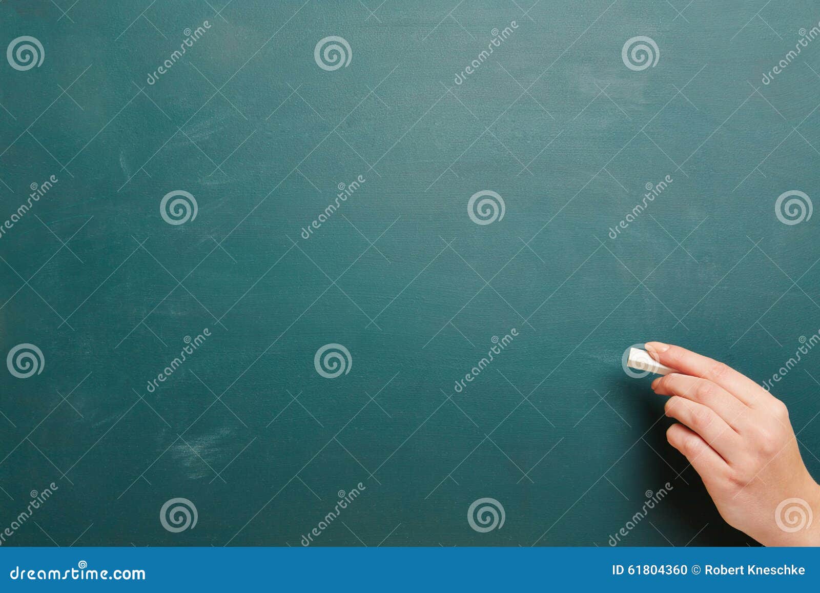 Hand with Chalk and Green Chalkboard Stock Photo - Image of blank ...