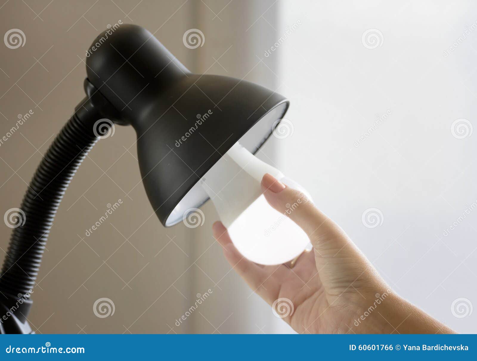 Hand Changing Bulb for Led.Home Lamp with Shining Diode Bulb. Stock ...
