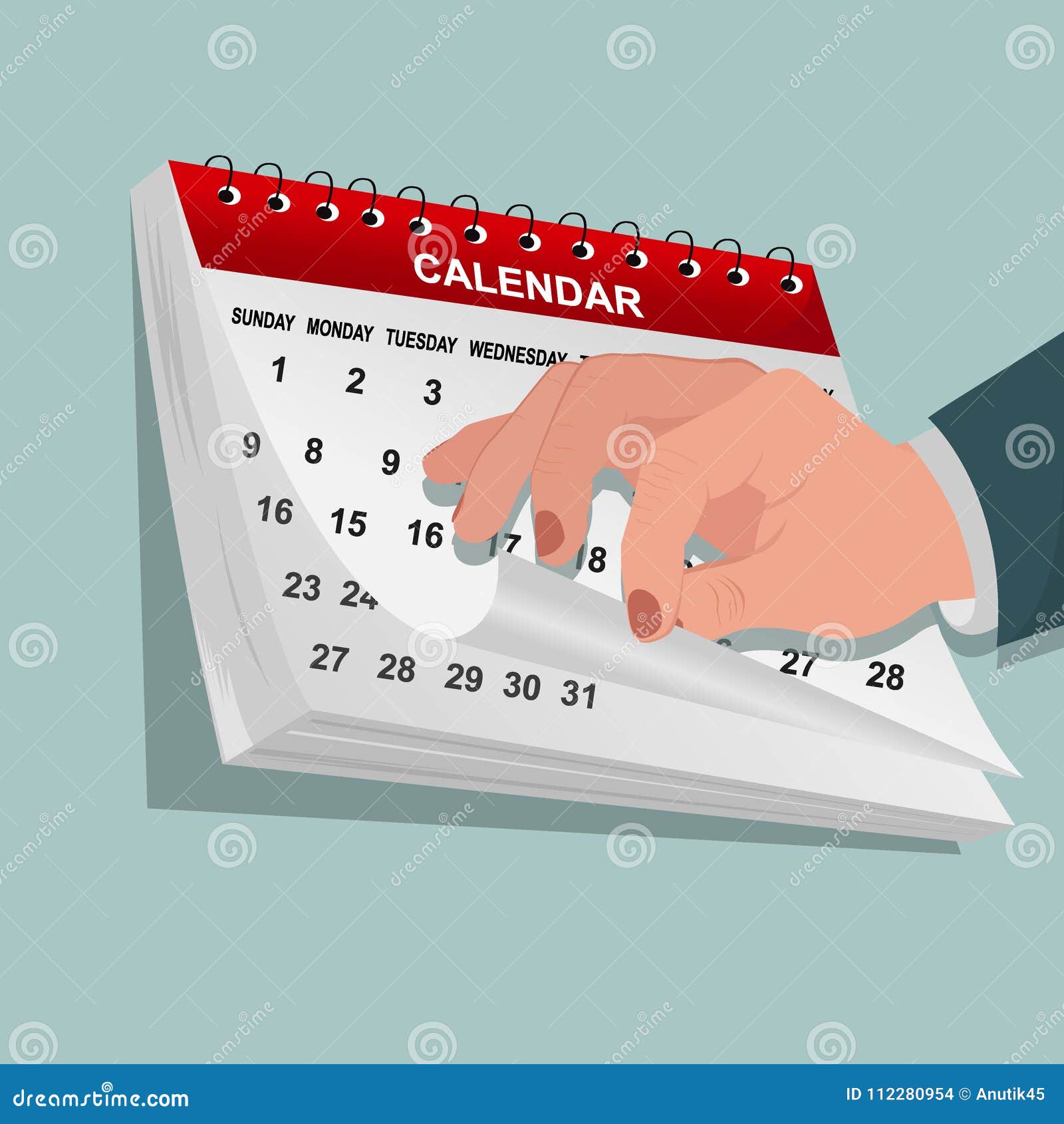 Hand Changing Month on Calendar, Vector Illustration Stock Vector ...