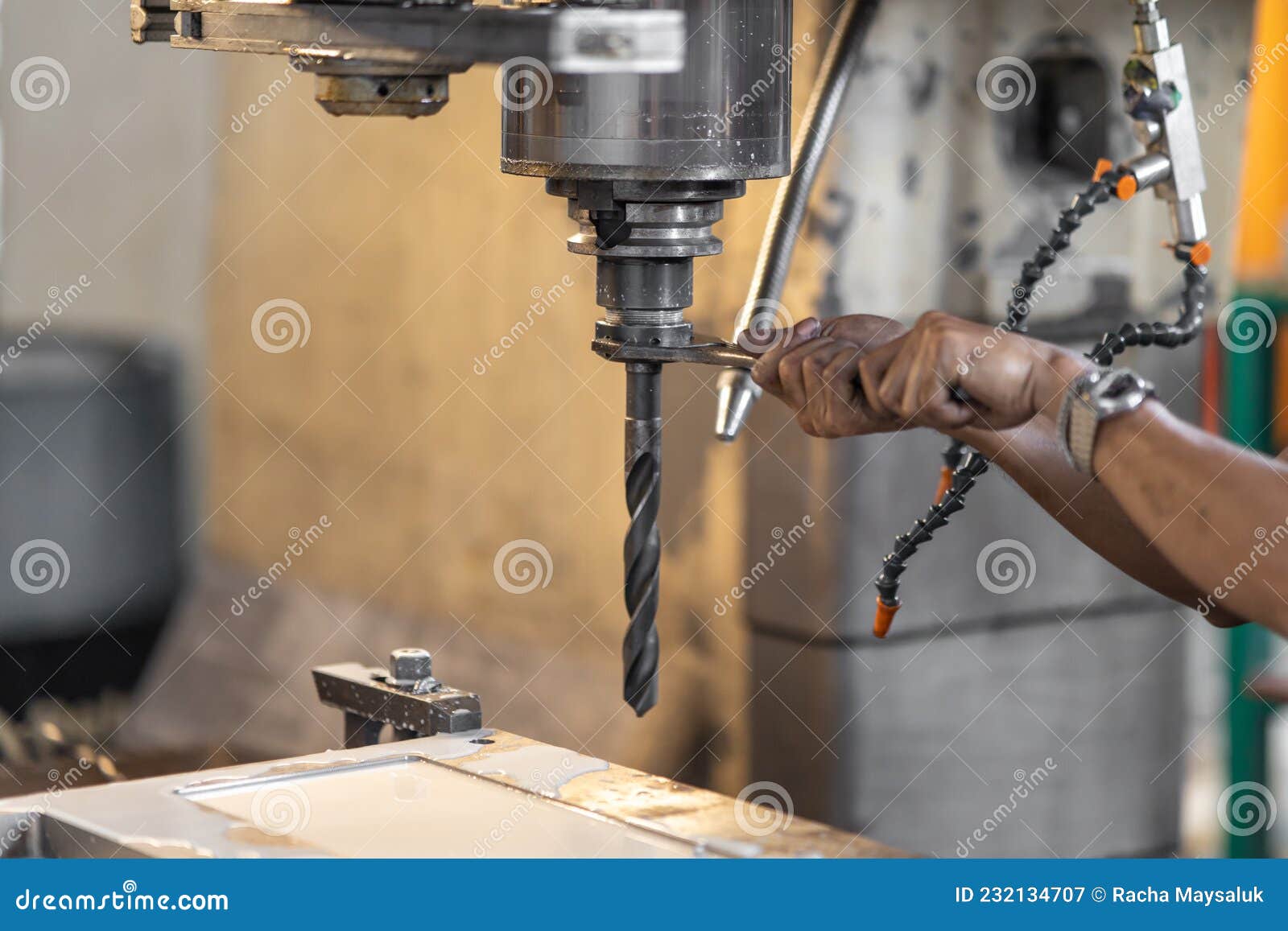Hand Changing Tools Cnc Double Column Stock Image - Image of changing ...