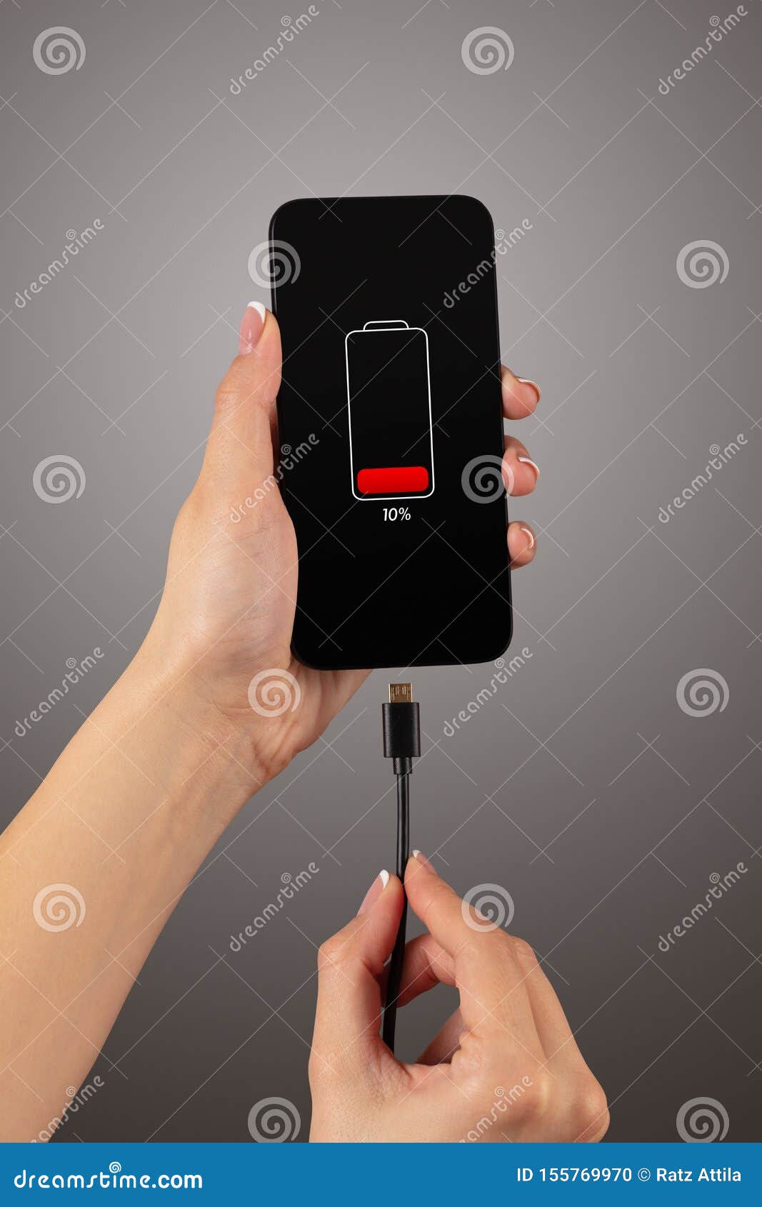 Hand charging phone stock photo. Image of full, battery - 155769970