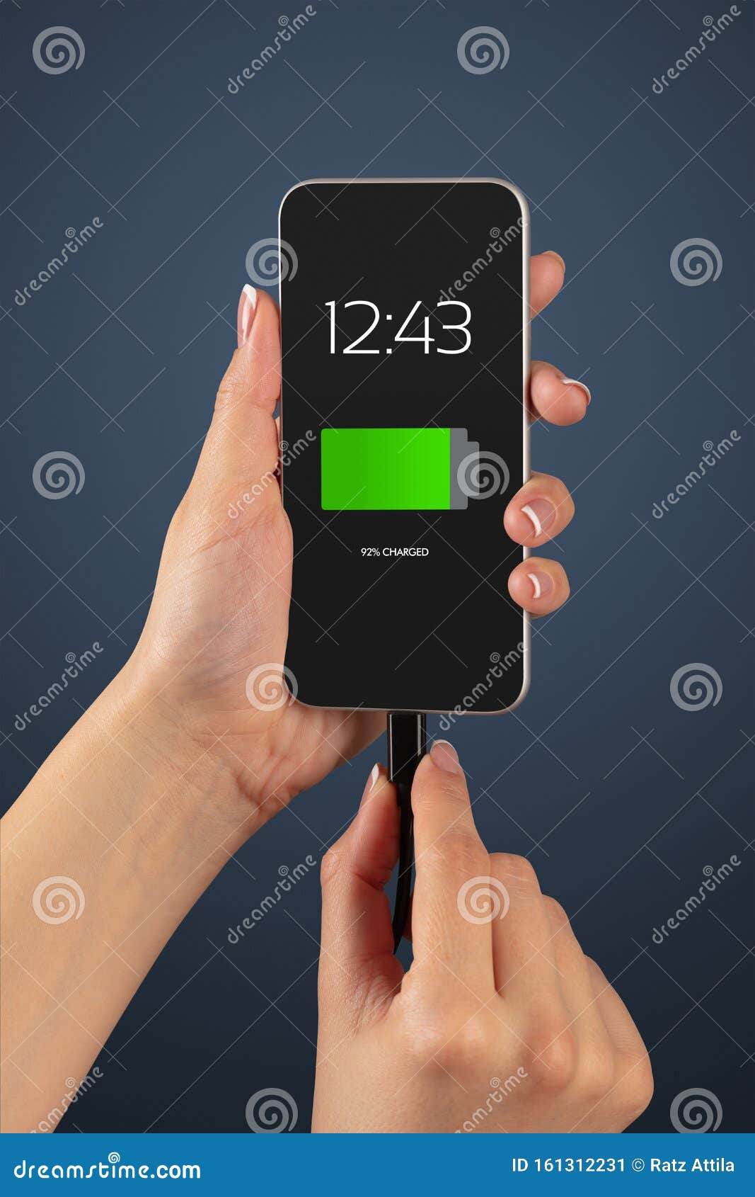 Hand charging phone stock image. Image of cell, percentage - 161312231