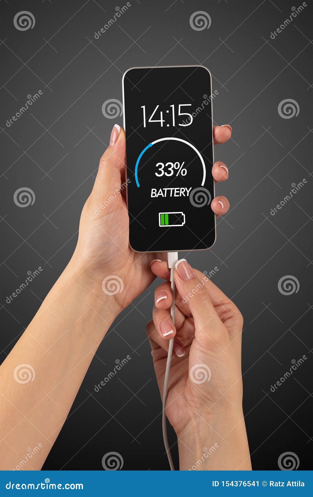 Hand Charging Phone with Low Battery Stock Image - Image of cell ...