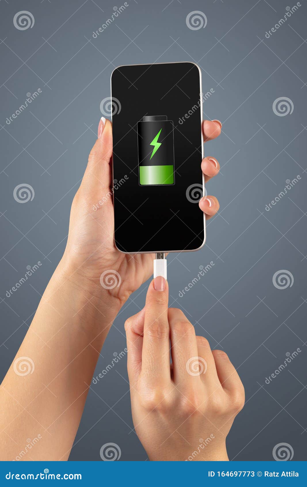 Hand Charging Phone with Low Battery Stock Image - Image of device ...