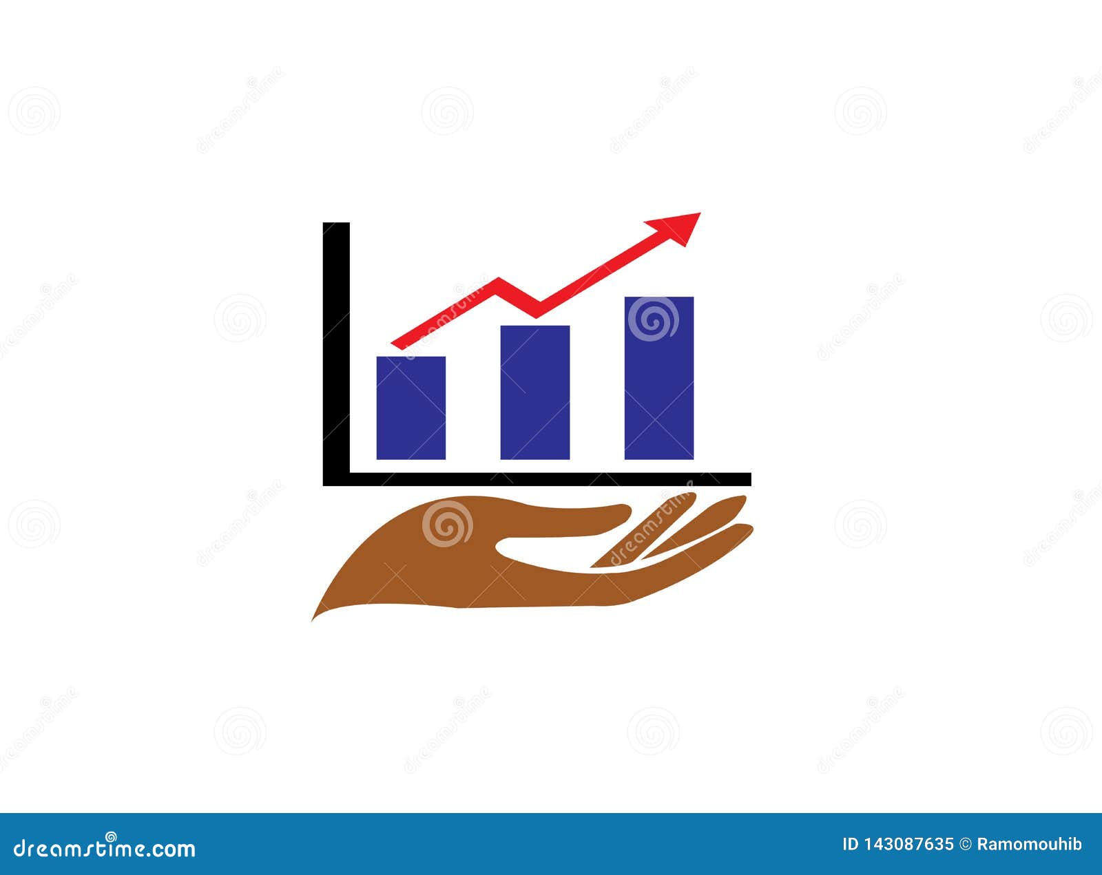 Hand and Chart Bar Arrow for Statistics and Trading Market for Logo ...