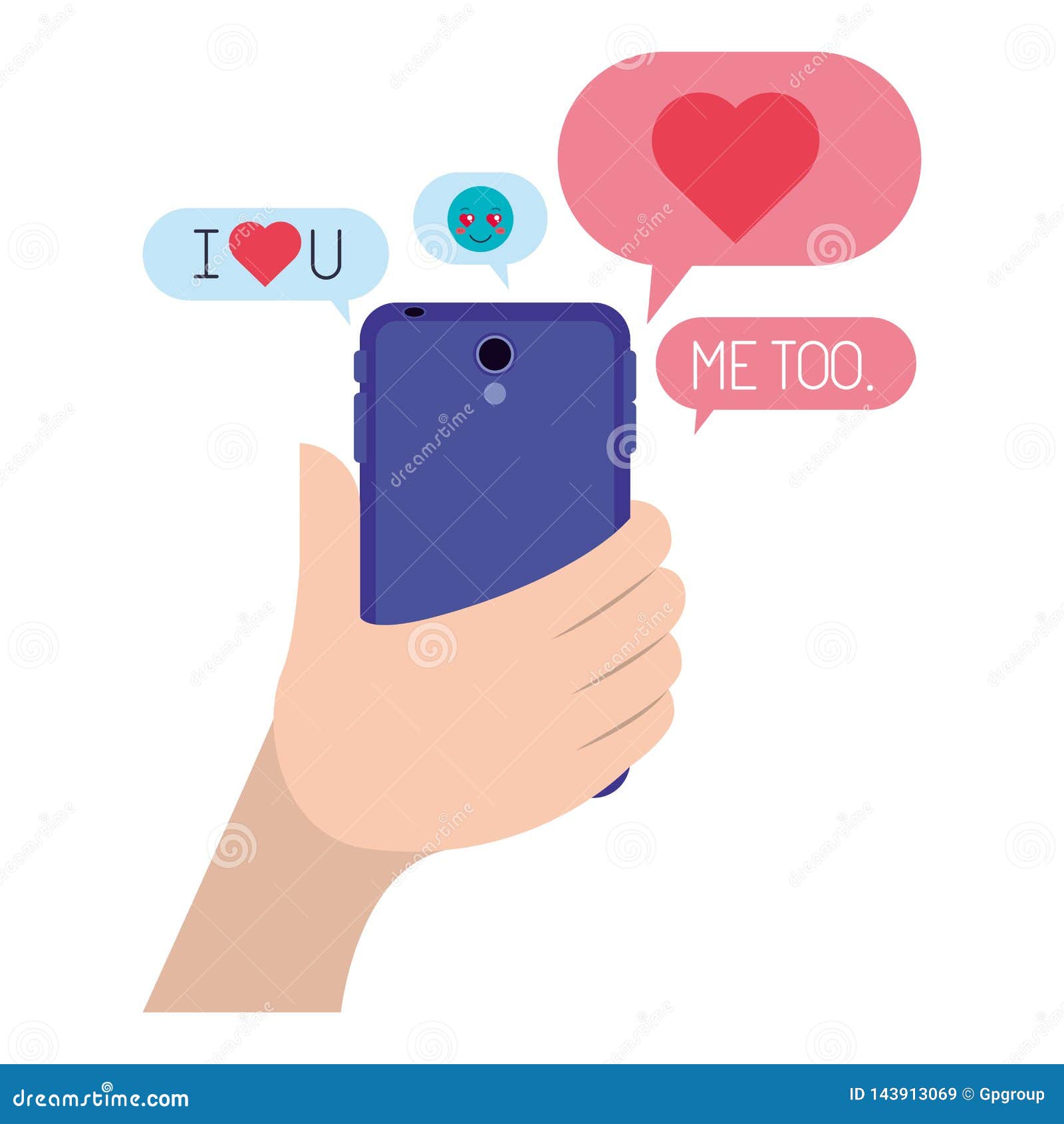 Hand Chatting with Smartphone Sending Emojis Stock Vector ...