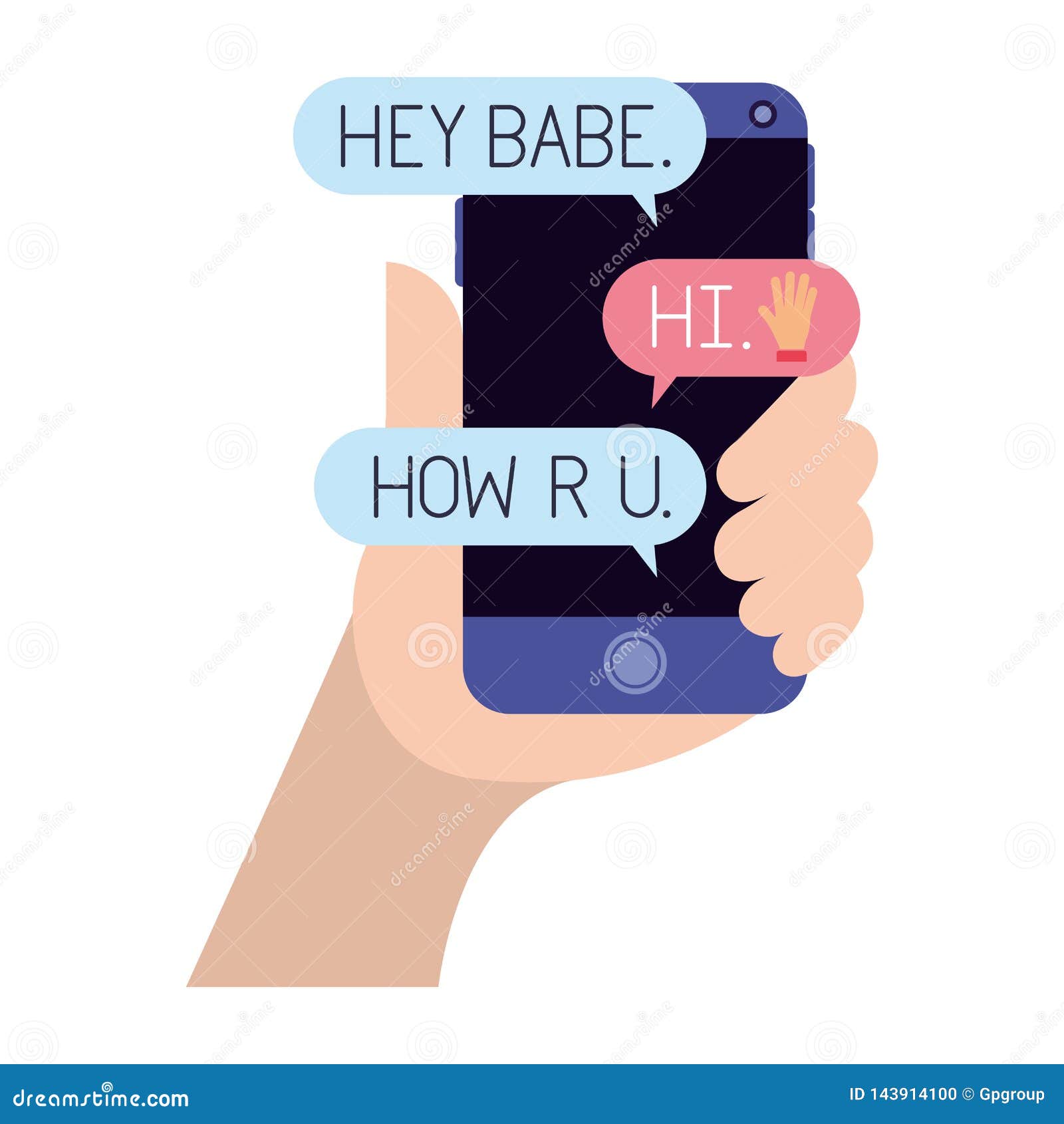 Hand Chatting with Smartphone Sending Emojis Stock Vector ...