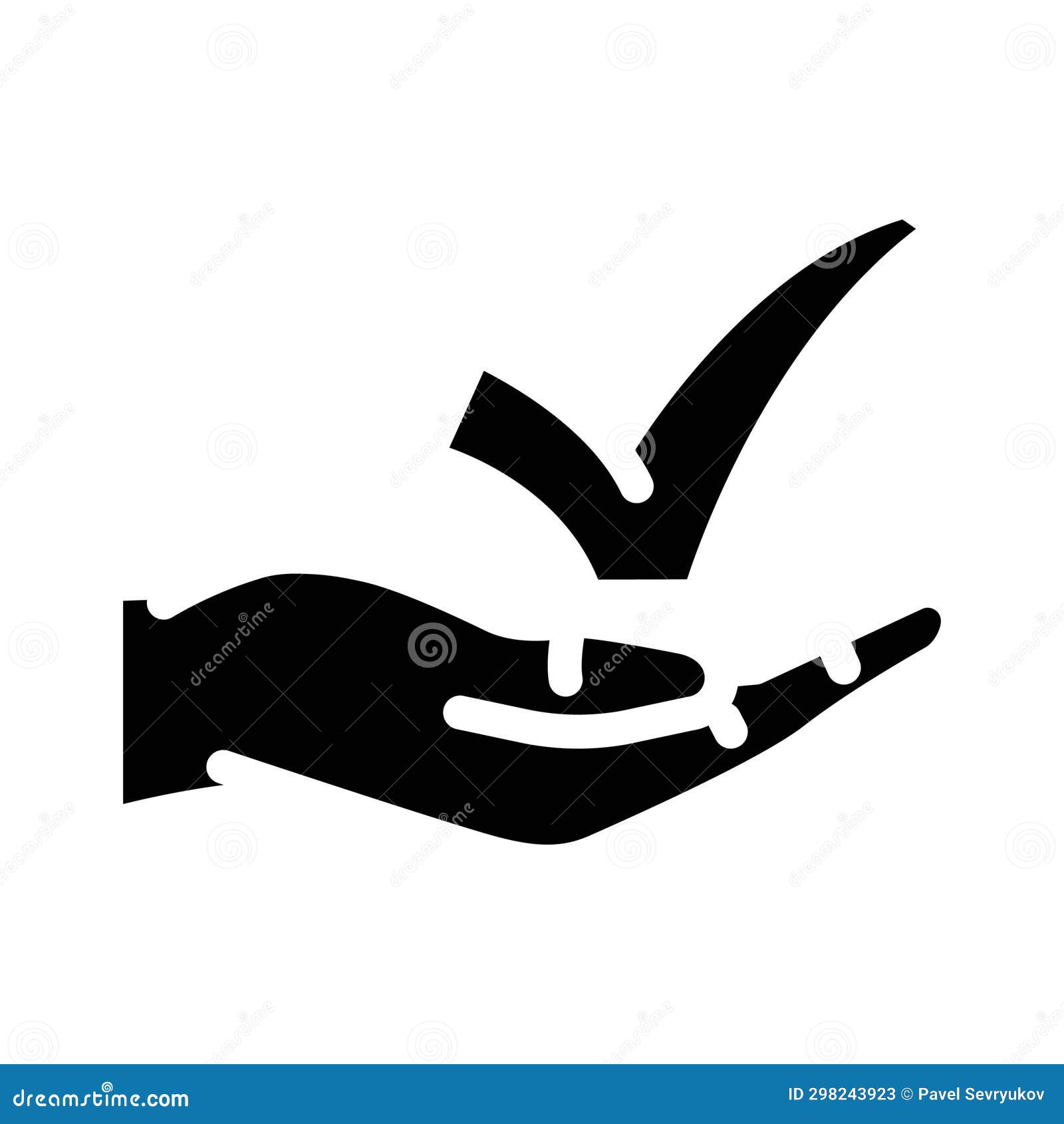 Hand Check Mark Glyph Icon Vector Illustration Stock Vector ...