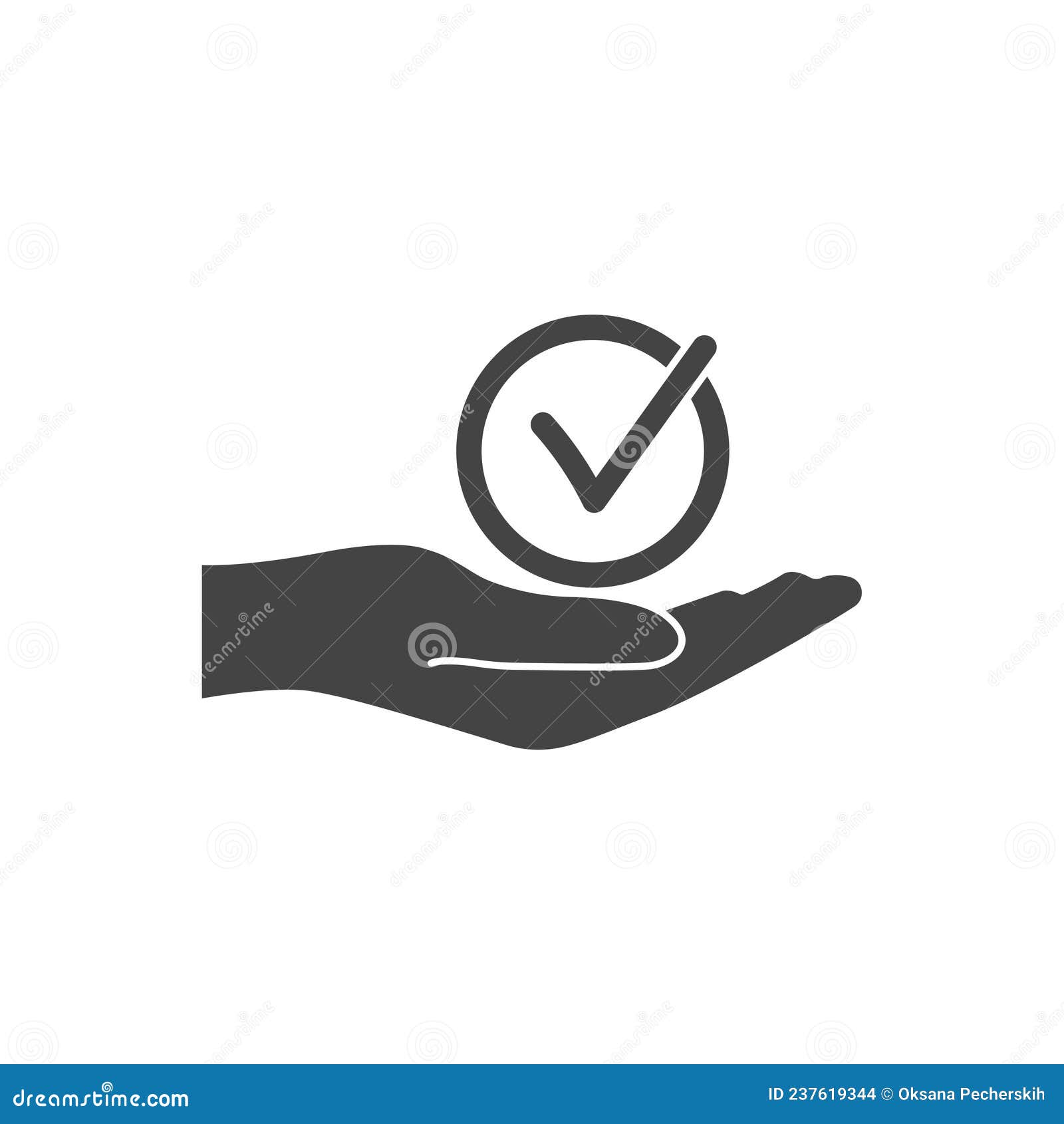 Hand and Check Mark on White Isolated Background. Layers Grouped for ...
