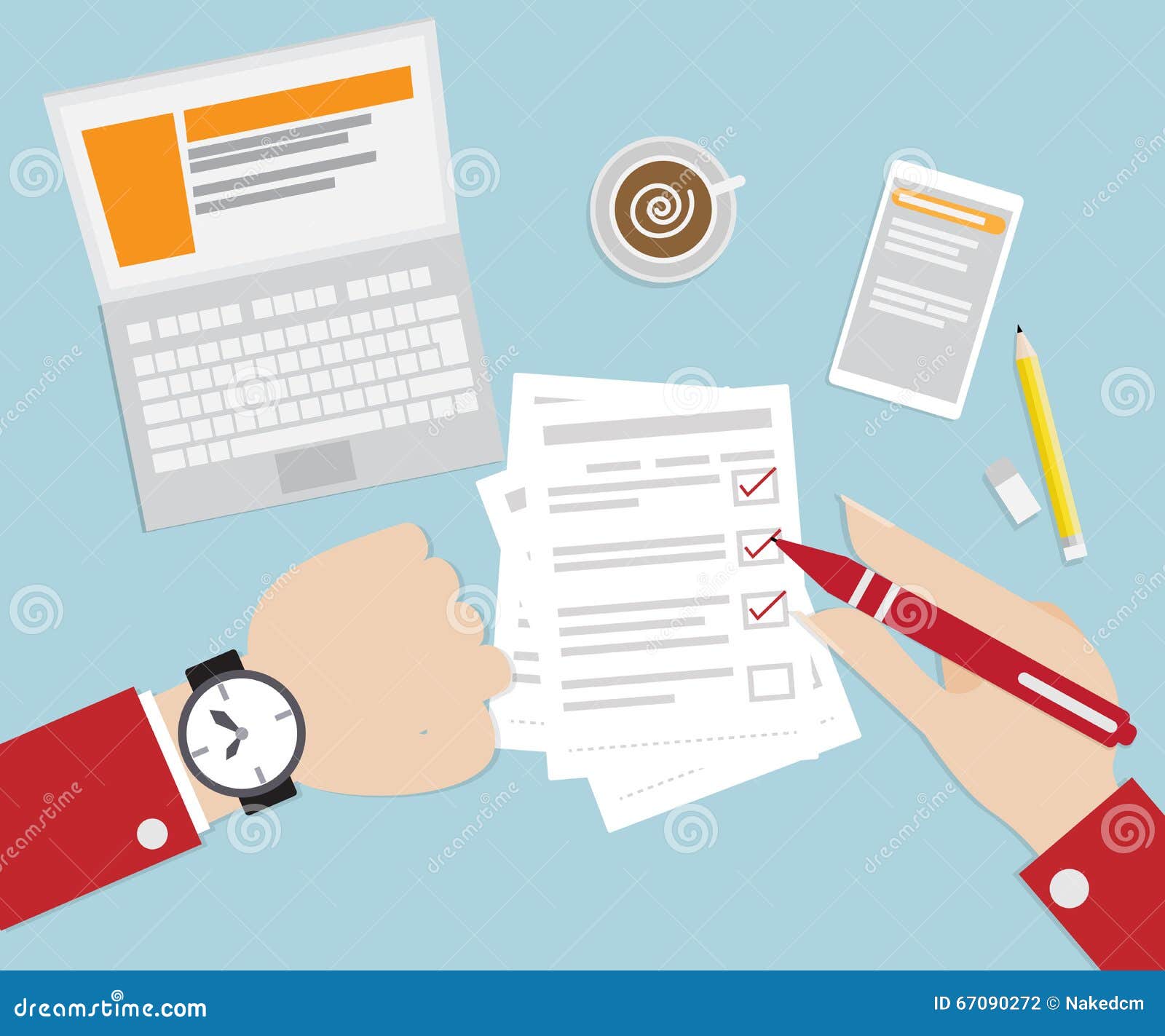 Hand Check Time Vector stock vector. Illustration of time - 67090272