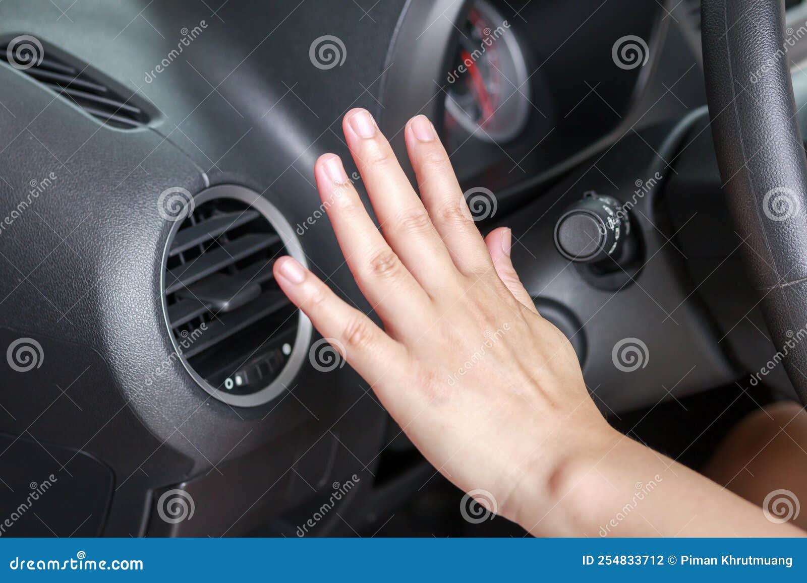 Hand Checking Air Conditioner System Inside the Car Stock Photo - Image ...