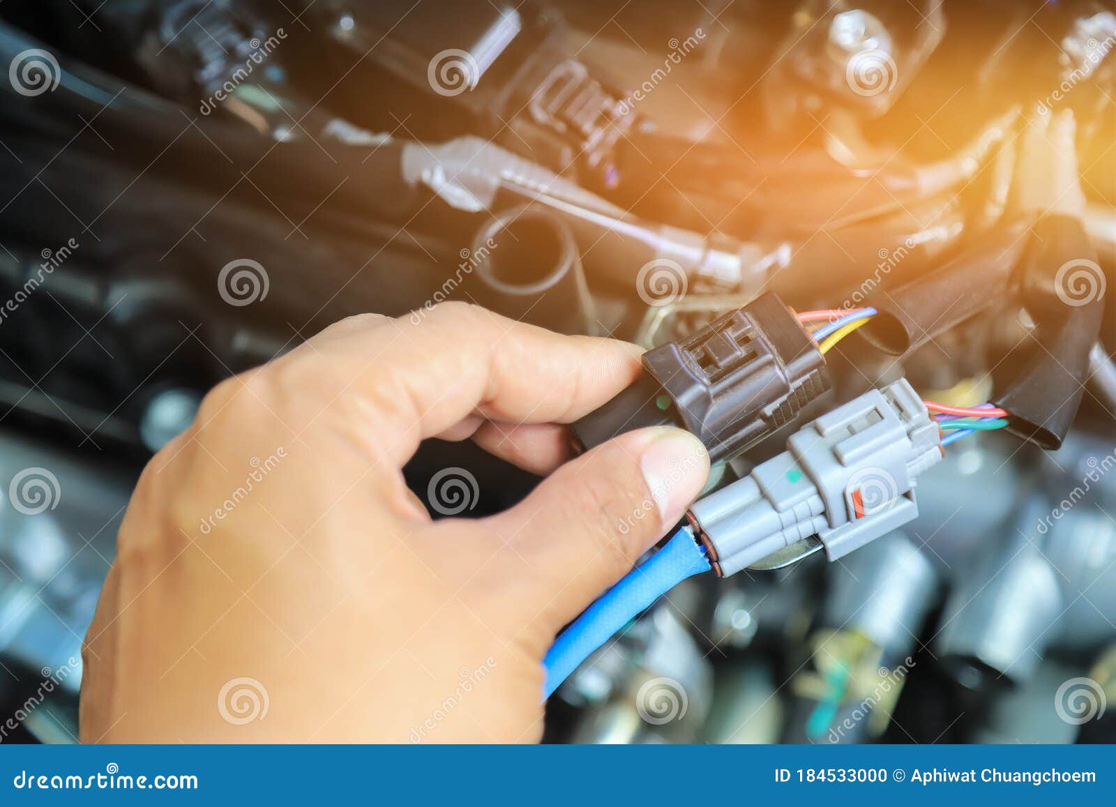 Hand Checking Electric Wire Cable of Car Engine Stock Photo - Image of ...