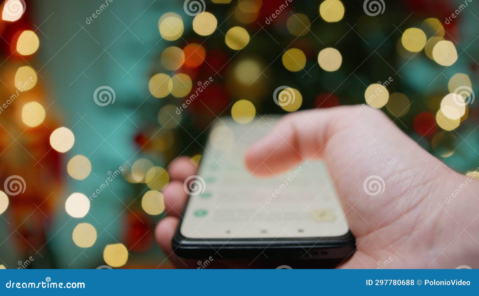 Hand Checking Mail and Messages on the Phone for Christmas Stock ...