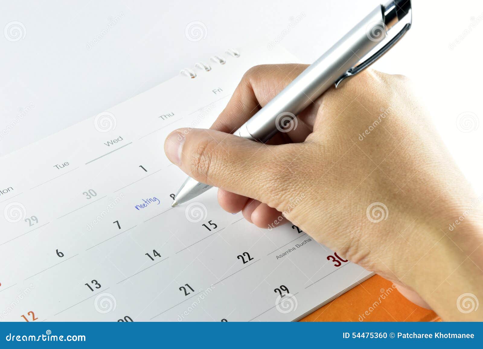 Hand Checking Meeting Plan in Calendar. Stock Photo - Image of ...