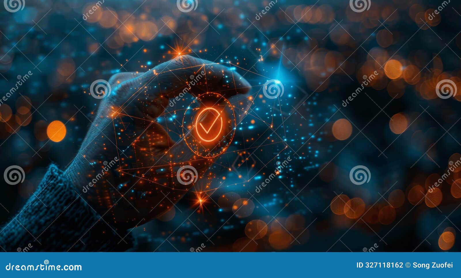 Hand Checking Off a Checklist on a Transparent Screen Stock ...