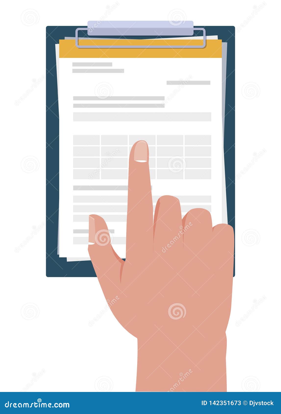 Hand with Checklist Clipboard Stock Vector - Illustration of exam ...