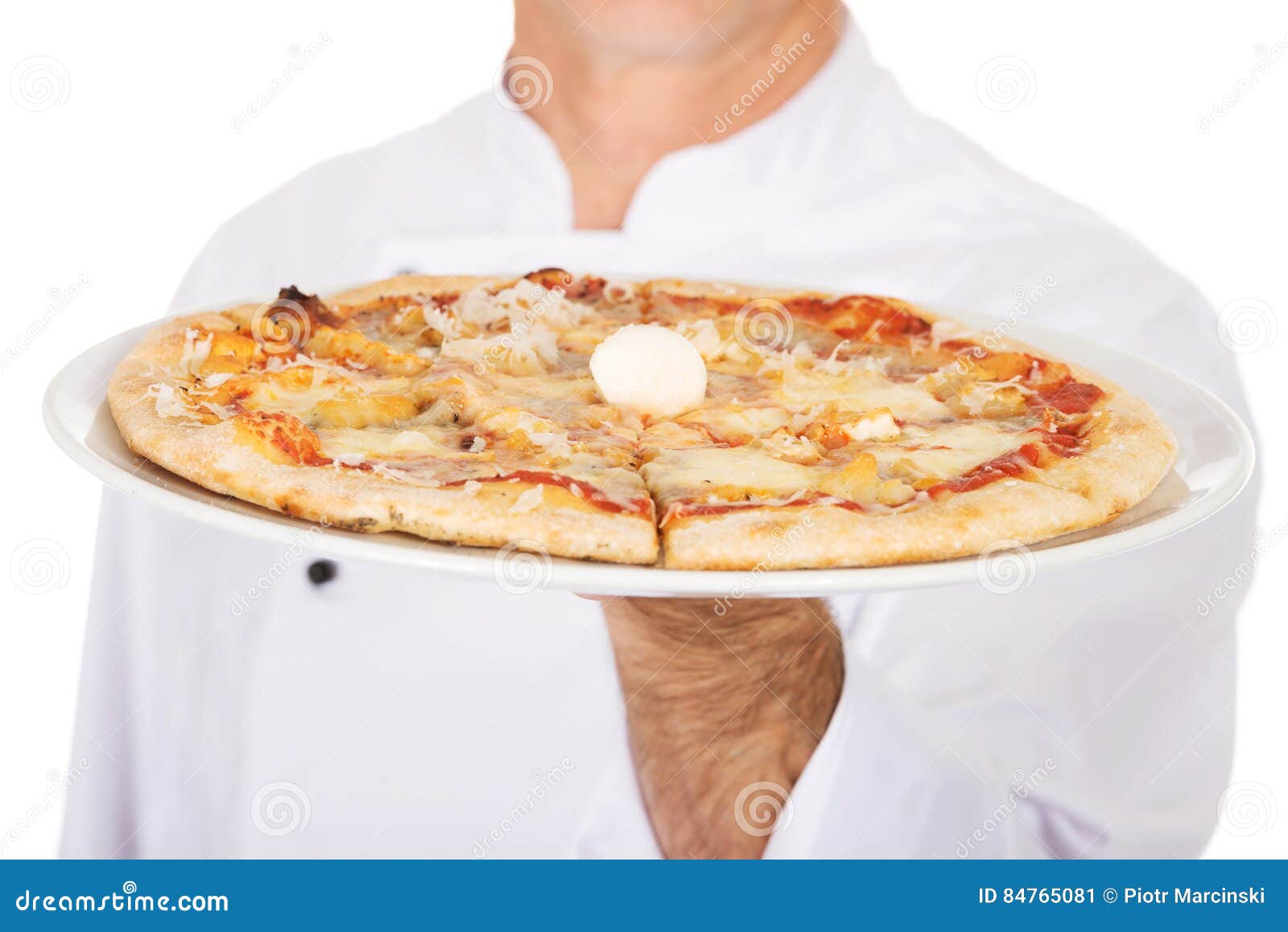 Hand of Chef Baker with Italian Pizza Stock Image - Image of paste ...