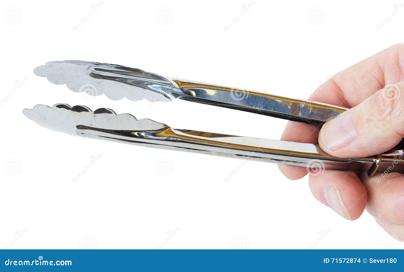 Hand Chef Holding Kitchen Tongs Stock Photo - Image of utensil, holding ...