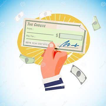 Hand with cheque - vector stock vector. Illustration of voucher - 100264965