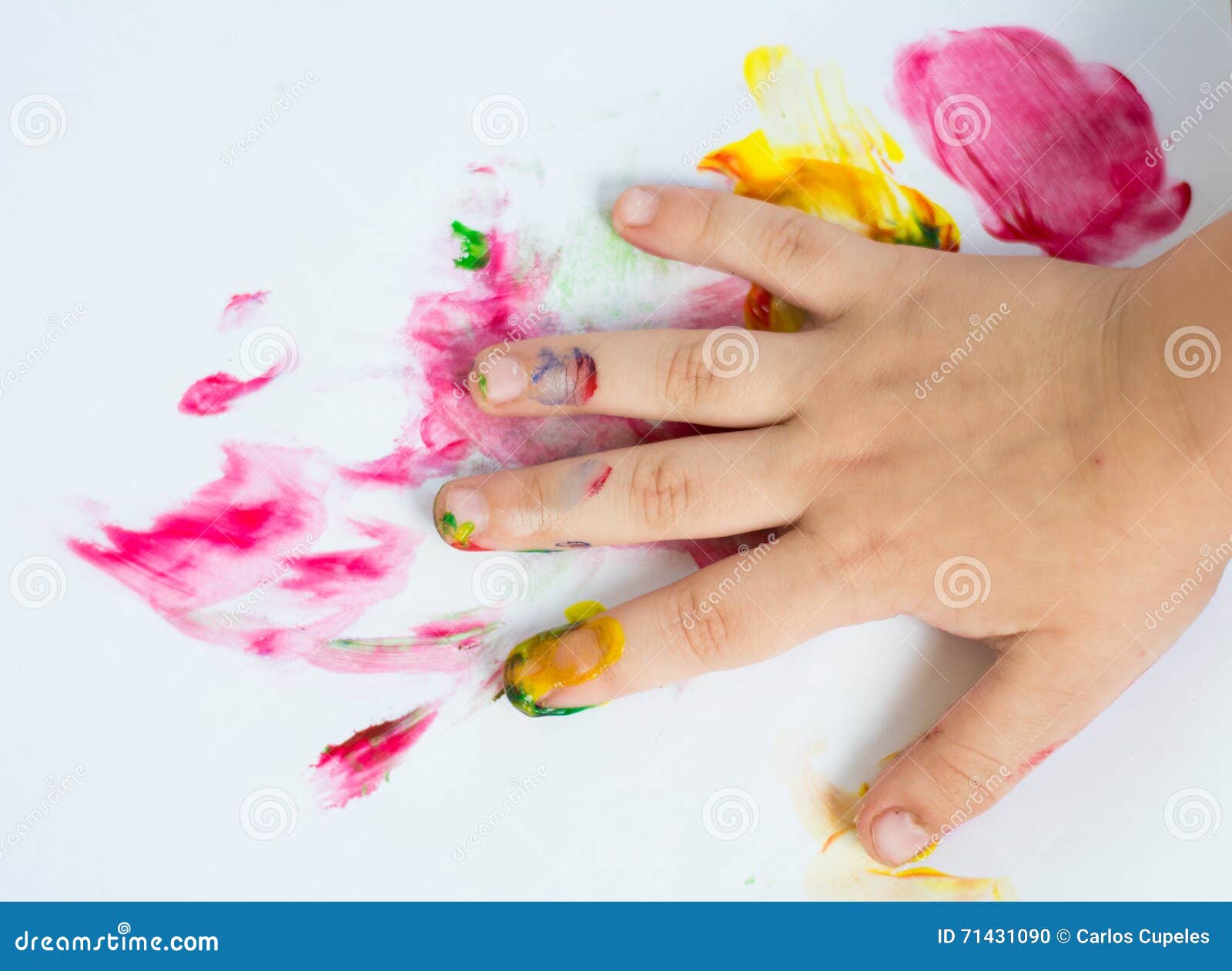 Hand of Child while Doing Fingerpaint Stock Photo - Image of child ...