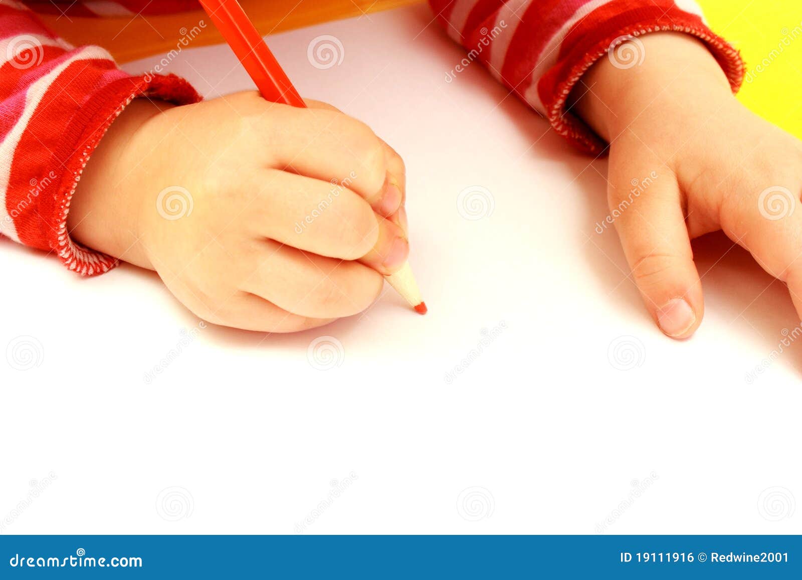Hand of Child Drawing on a Paper Stock Photo - Image of playful ...