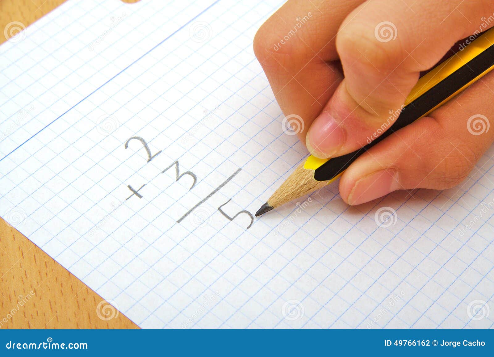 Hand of a Child Making a Sum. Math. School Concept. Stock Photo - Image ...