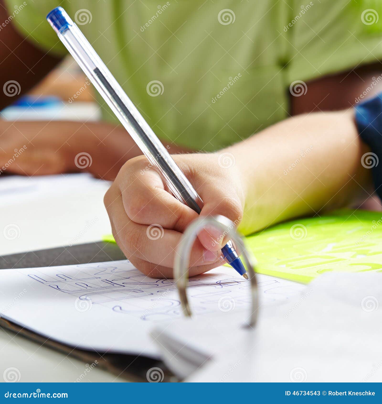 Hand of Child with Pen in School Stock Image - Image of people, right ...