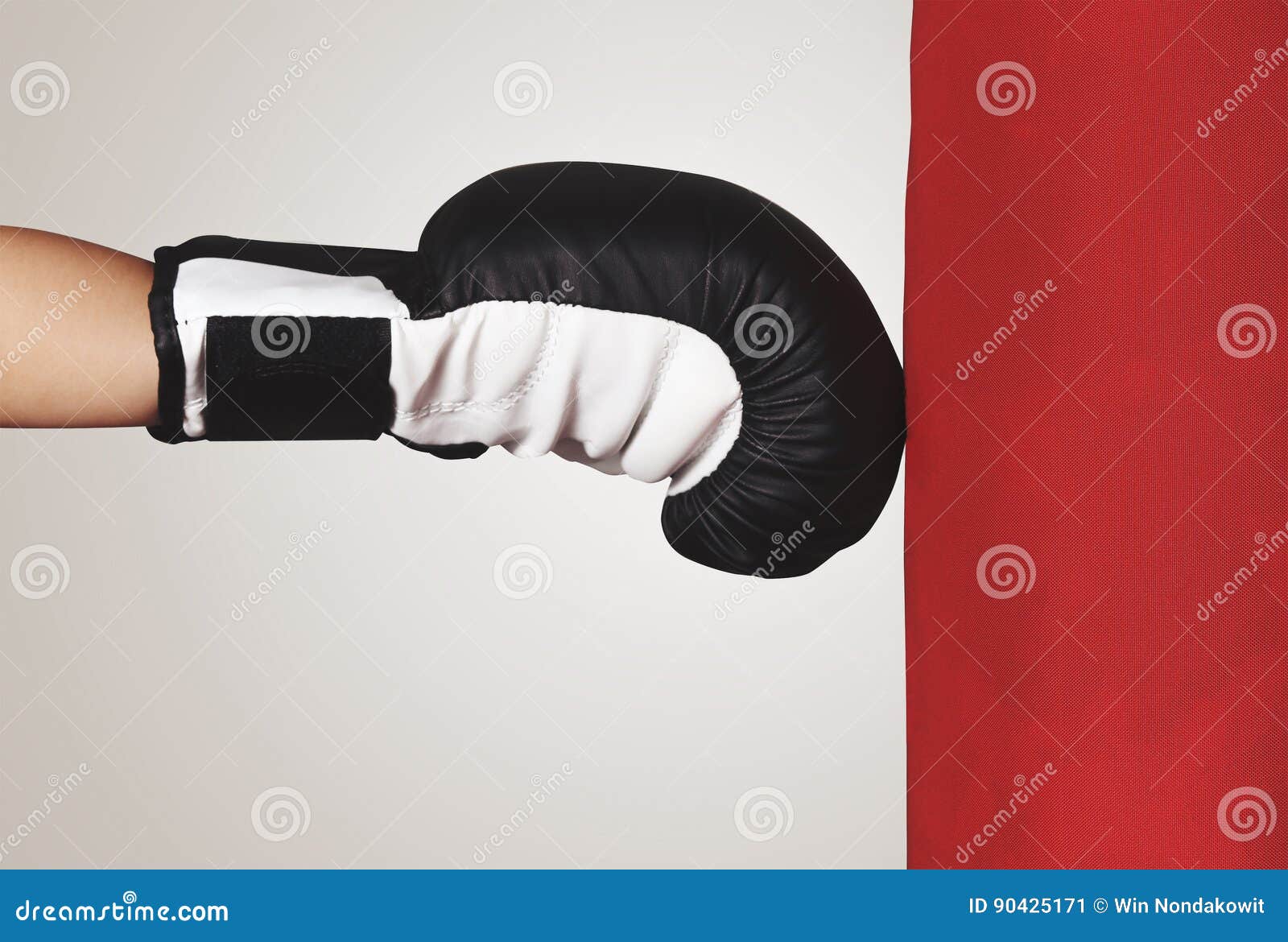 A Hand of Child Punch Red Bag Stock Image - Image of fighter, boxing ...