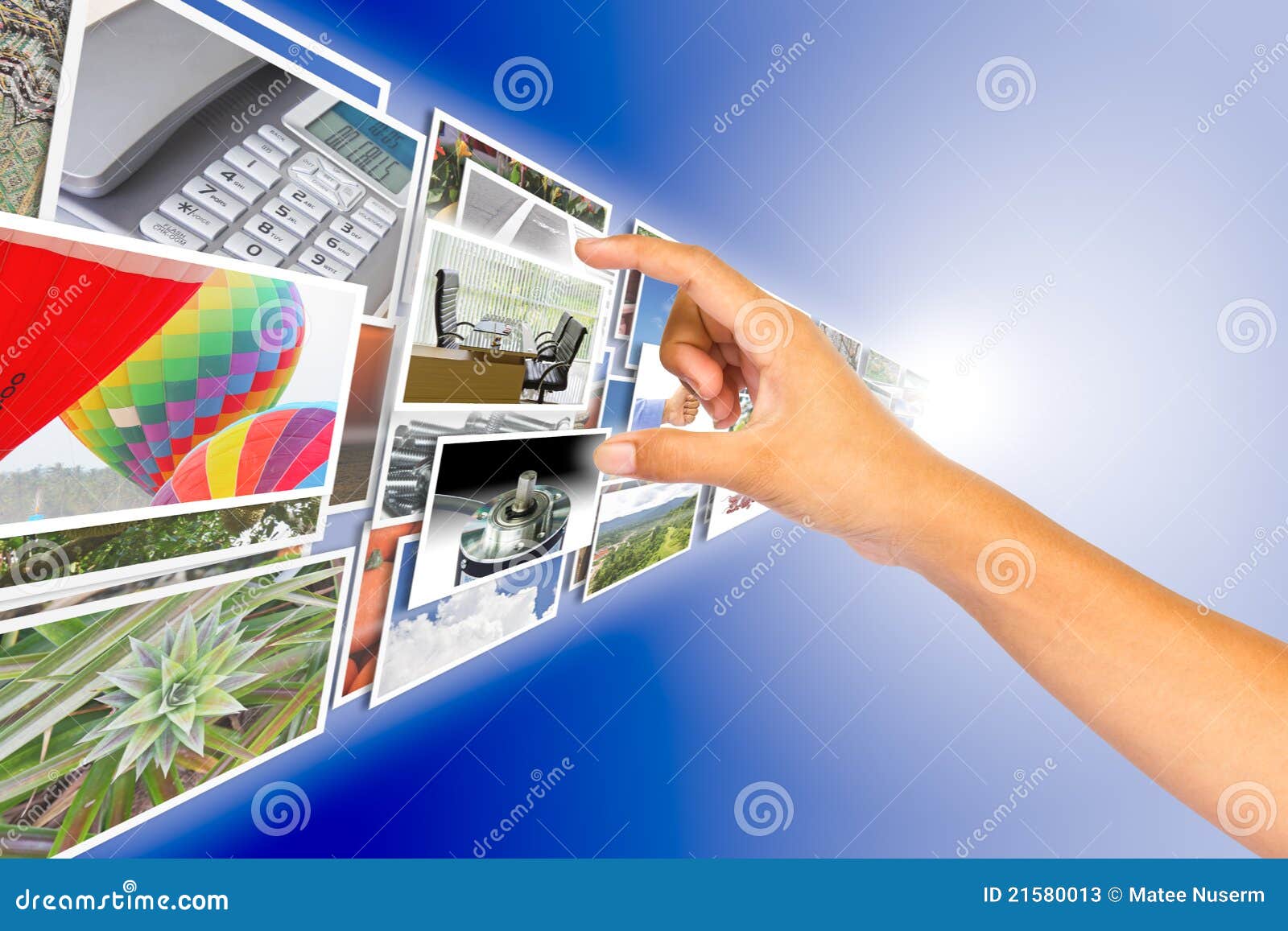 Hand Choosing Image from Images Stream Stock Image - Image of storage ...