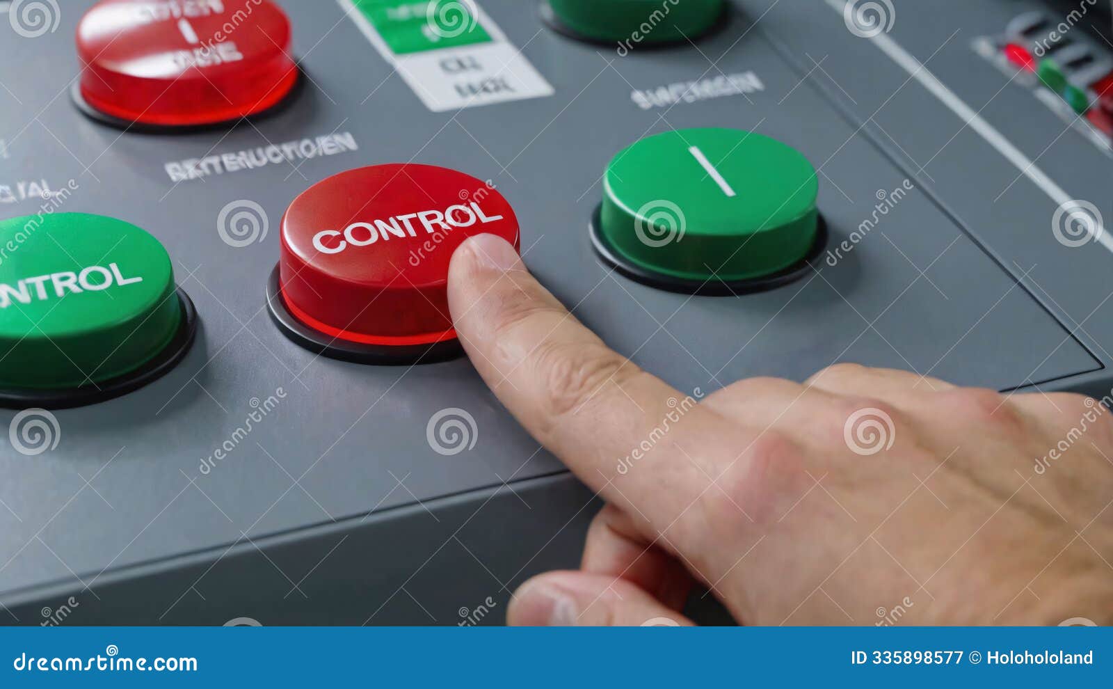 Hand Choosing between Red and Green Buttons Inside a Control Room ...